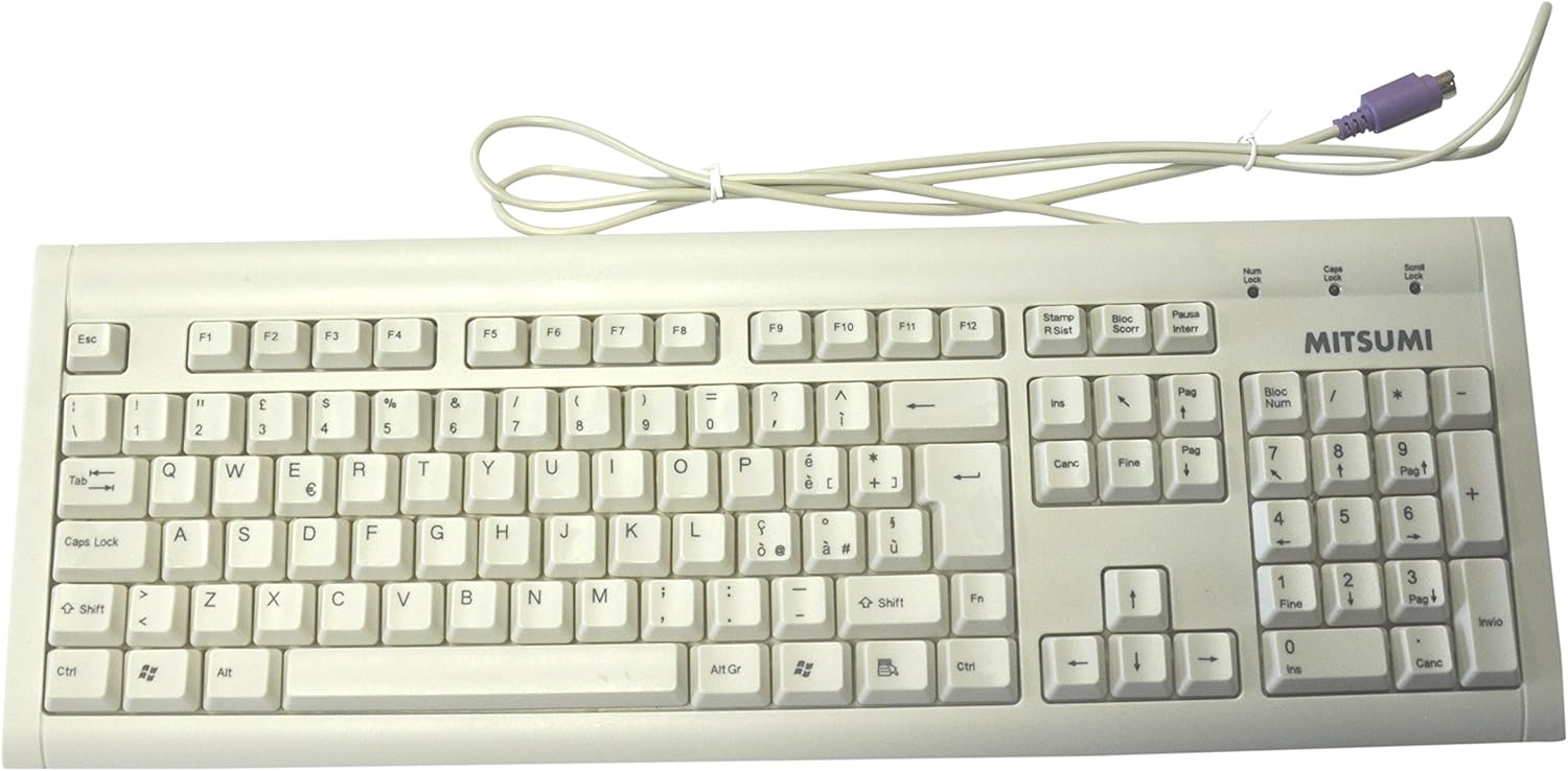 Mitsumi Fq100 Ksx4 Keyboard Ps2 Mini Din Connector White Bigamart