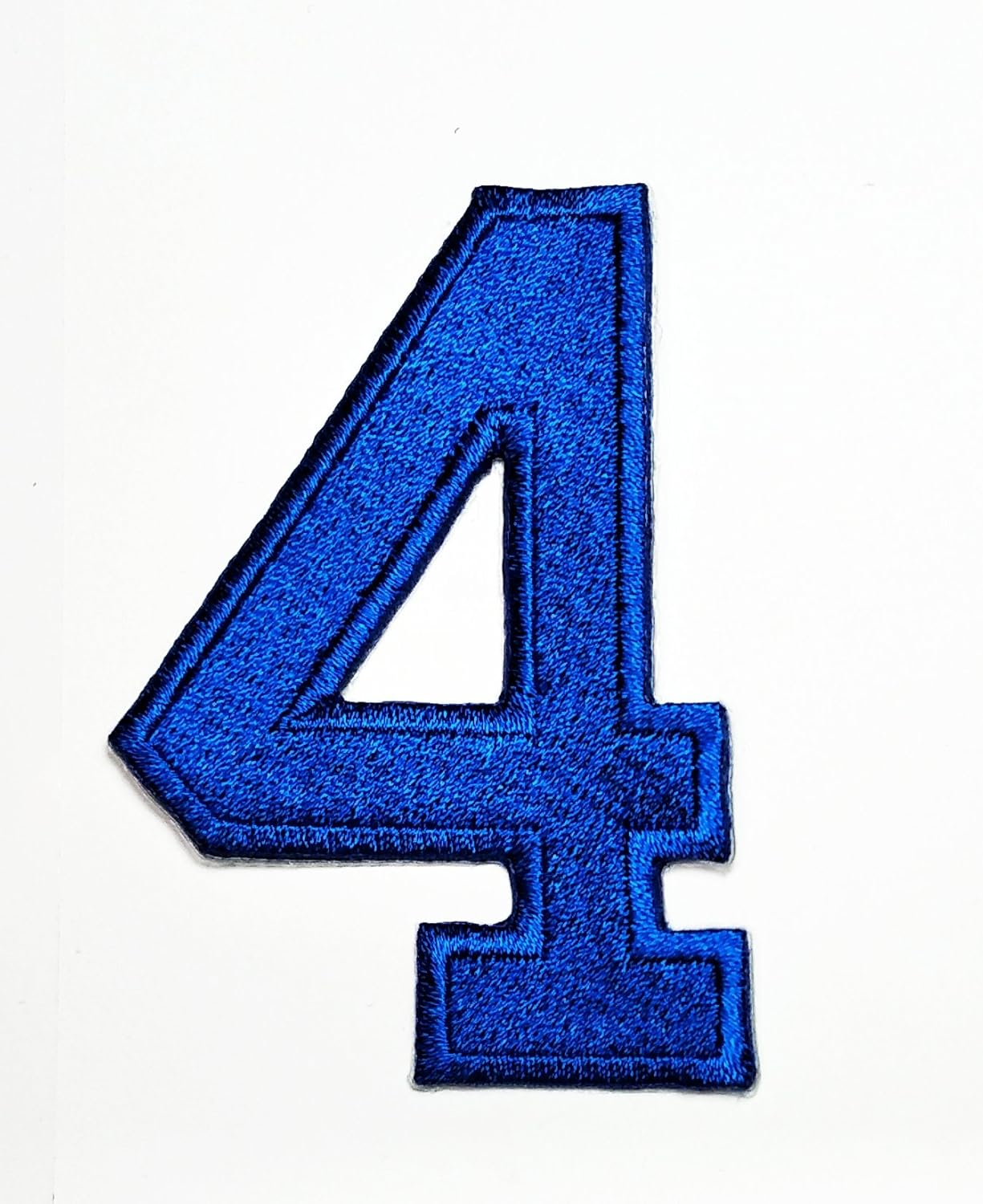 Azul número 4 no 4 no 4 de recuento de matemáticas escuela Patch Kid ...