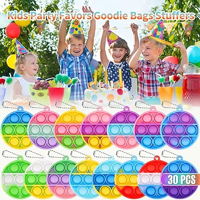 Buy Kids Party Favors 30 Pcs Fidget Toys Bulk Mini Pop Fidgets Keychain ...
