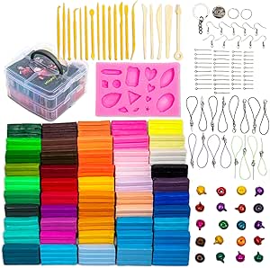 Amazon.com: 50 Colors Polymer Clay Starter Kit, Oven Bake Modeling Clay ...