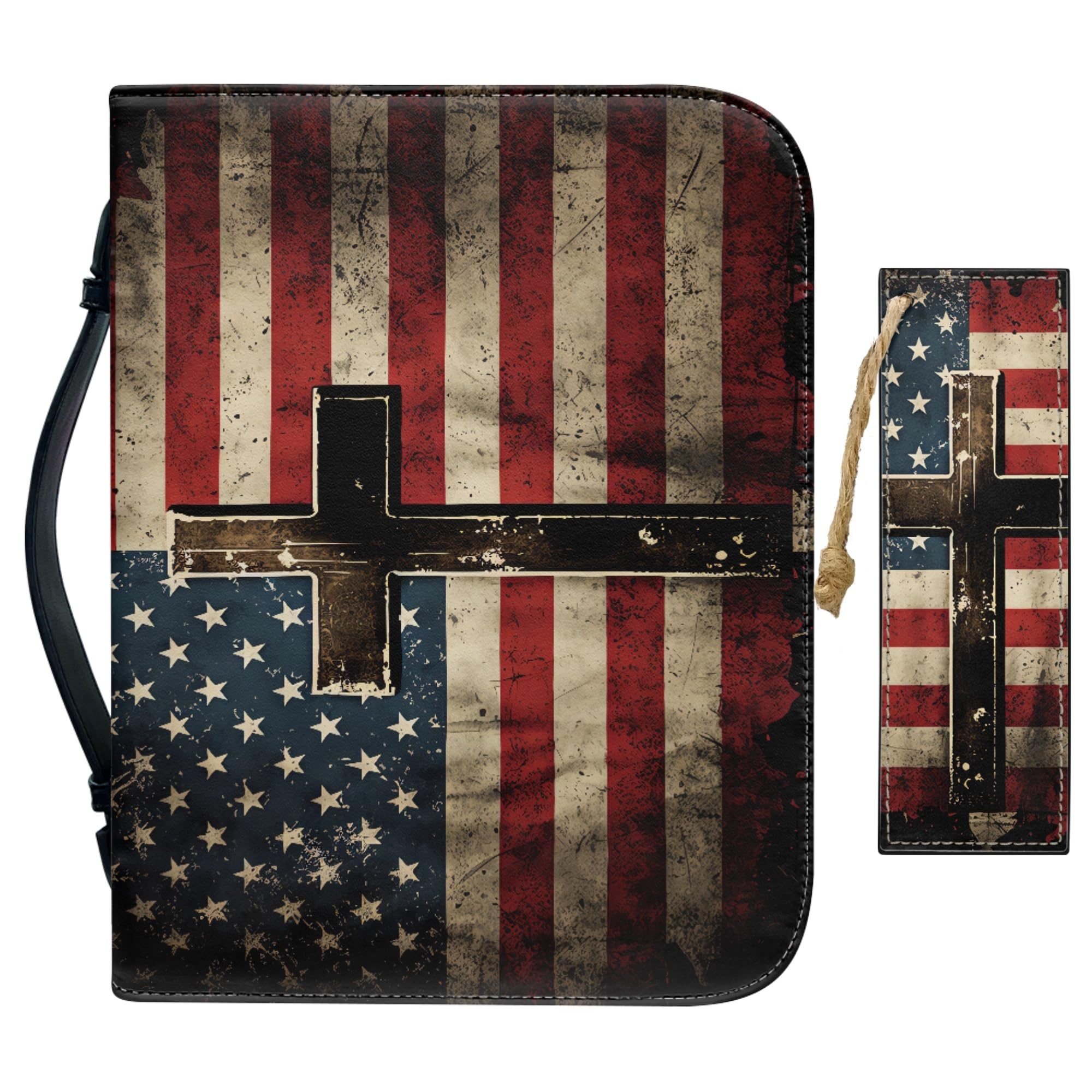 Luyofya Large Bible Cover Case for Women Men American Flag Cross ...