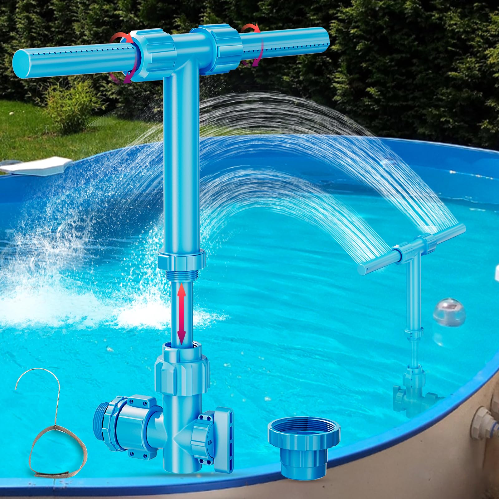Pool Fountain for Above Ground Pools, Retractable Height 360 ...