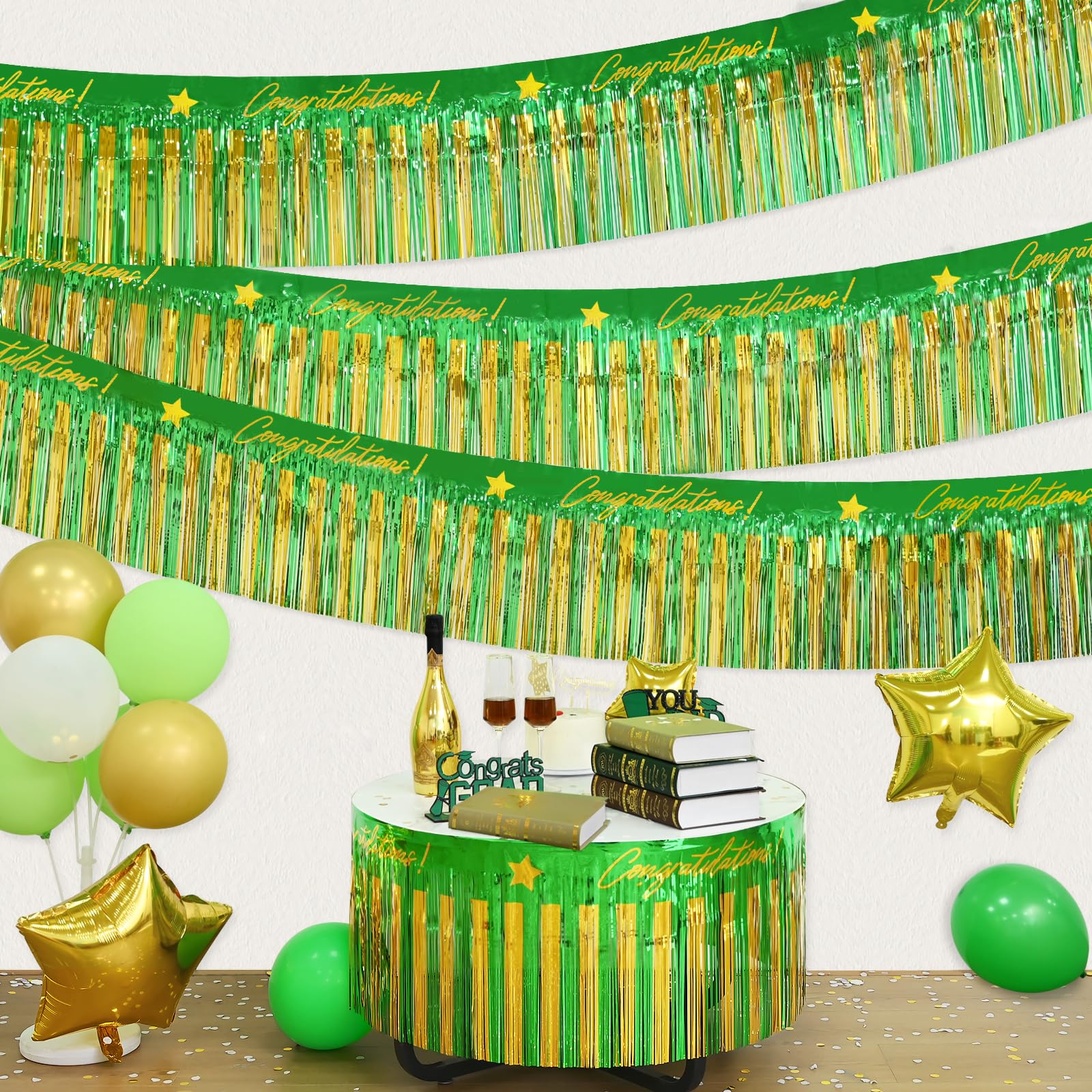 Mega-L Graduation Banners Party Decorations, Green Gold Class of 2025 ...