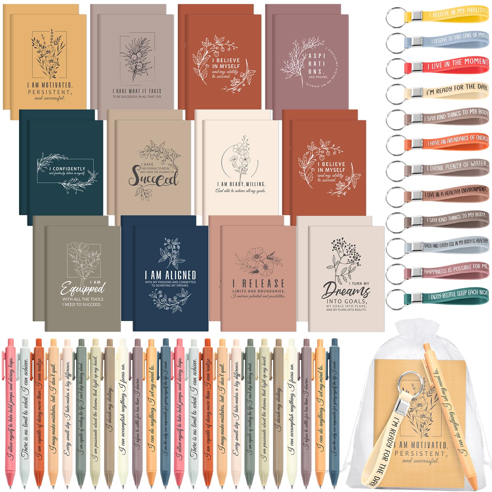 Mooliwe 72 Pcs/24 Set Positive Affirmation Gift Set Gratitude Notebooks ...