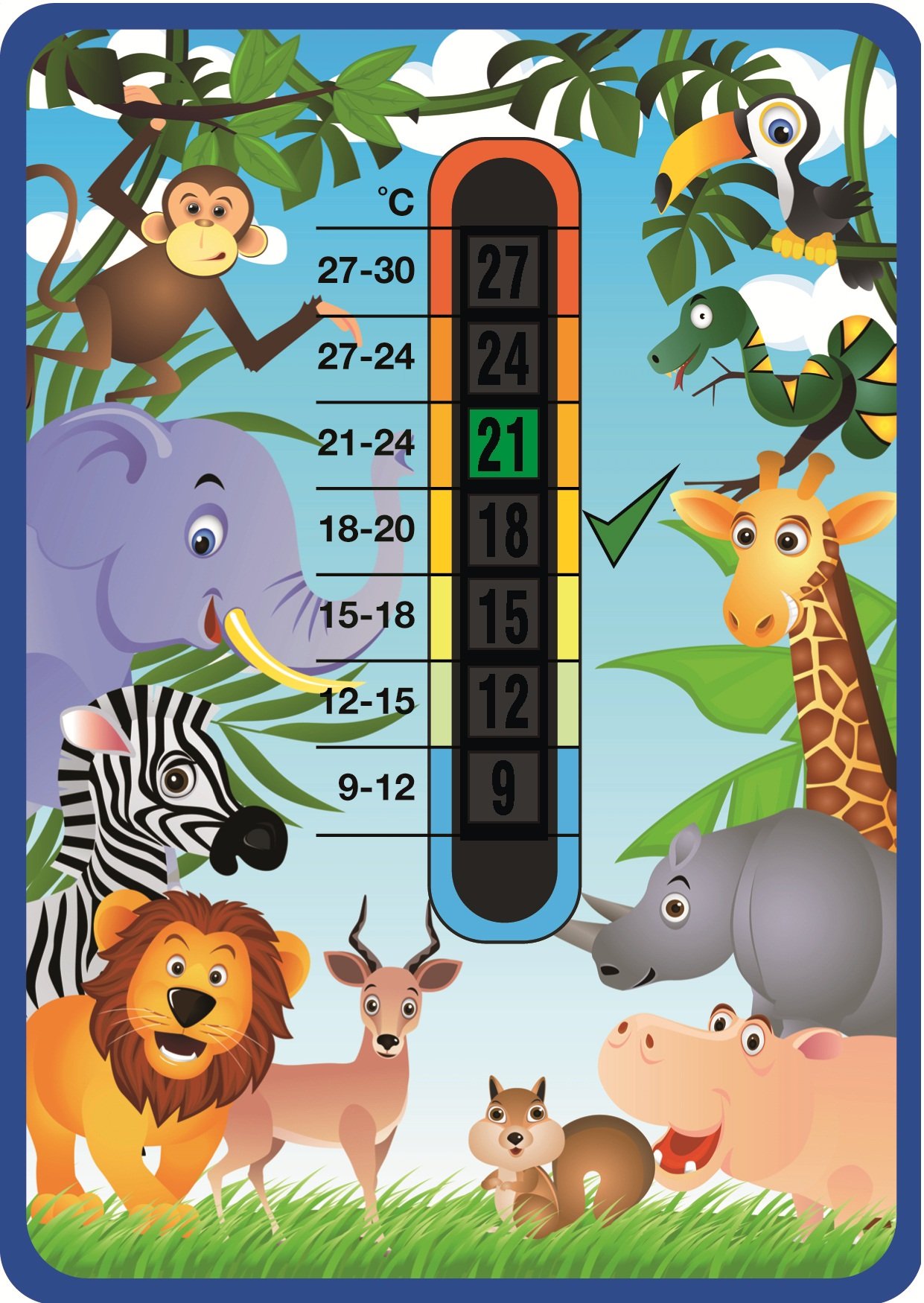 Happy Family Jungle Animals Nursery 9-27 degree Centigrade Temperature ...