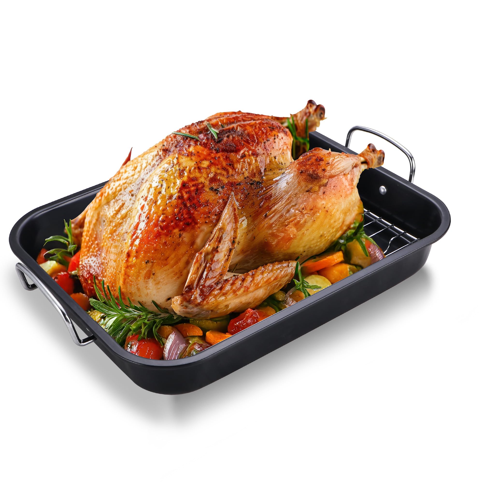 Mua HONGBAKE Small Roasting Pan with Flat Rack for 15 Lb Turkey, 16 X ...