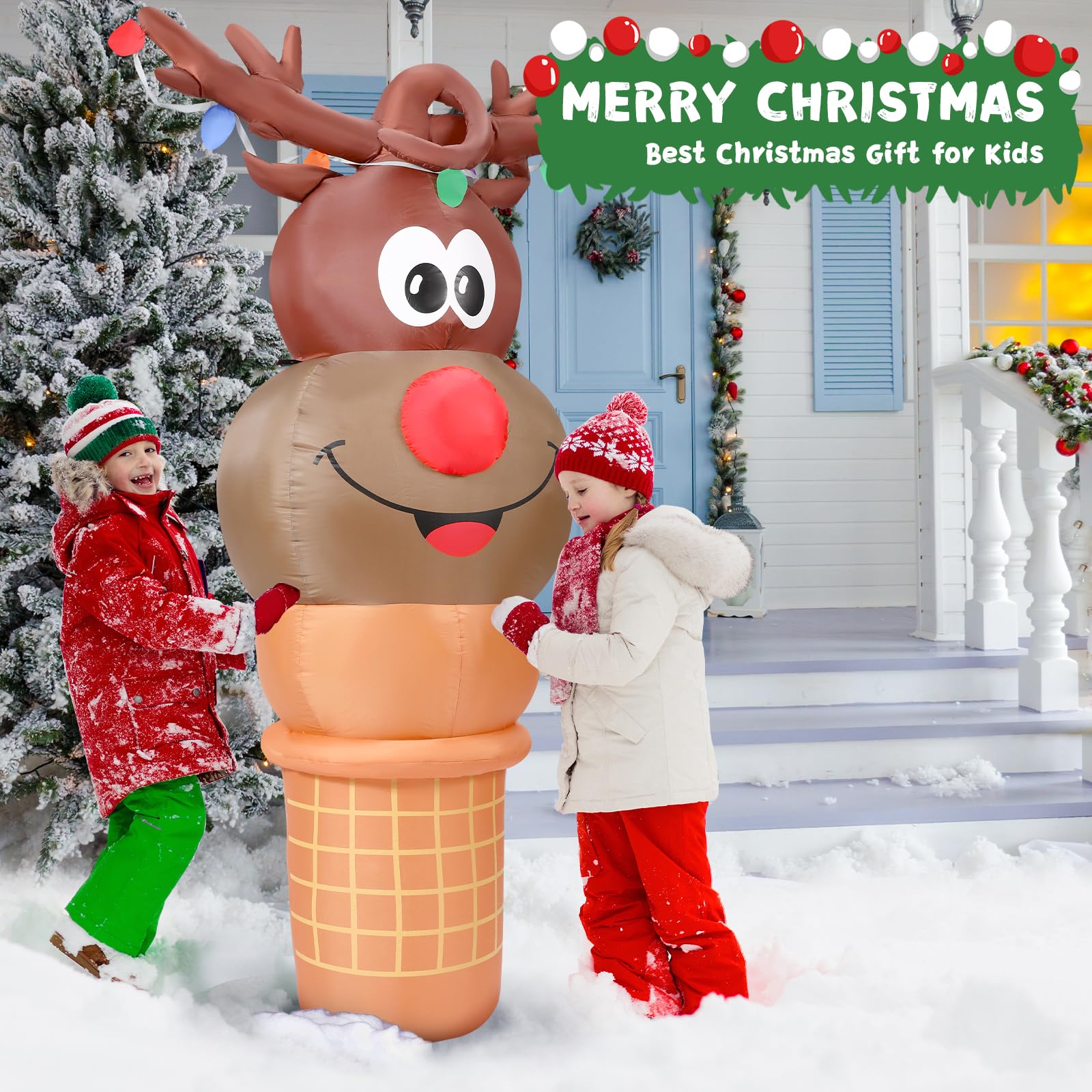 Mua 6FT Christmas Inflatables Reindeer Ice Cream Outdoor Decoration ...