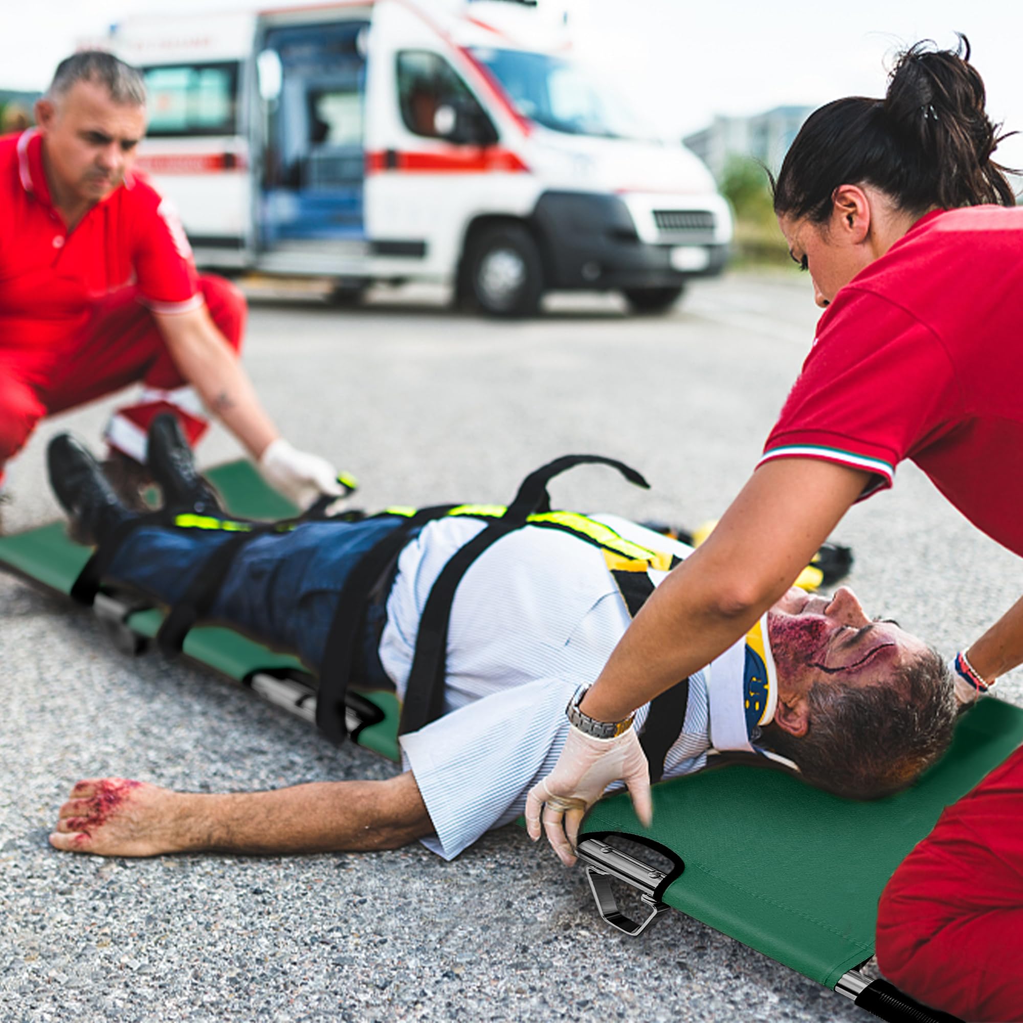 2 Pack Folding Stretcher For Medical Emergency With Heavy Duty Handles ...