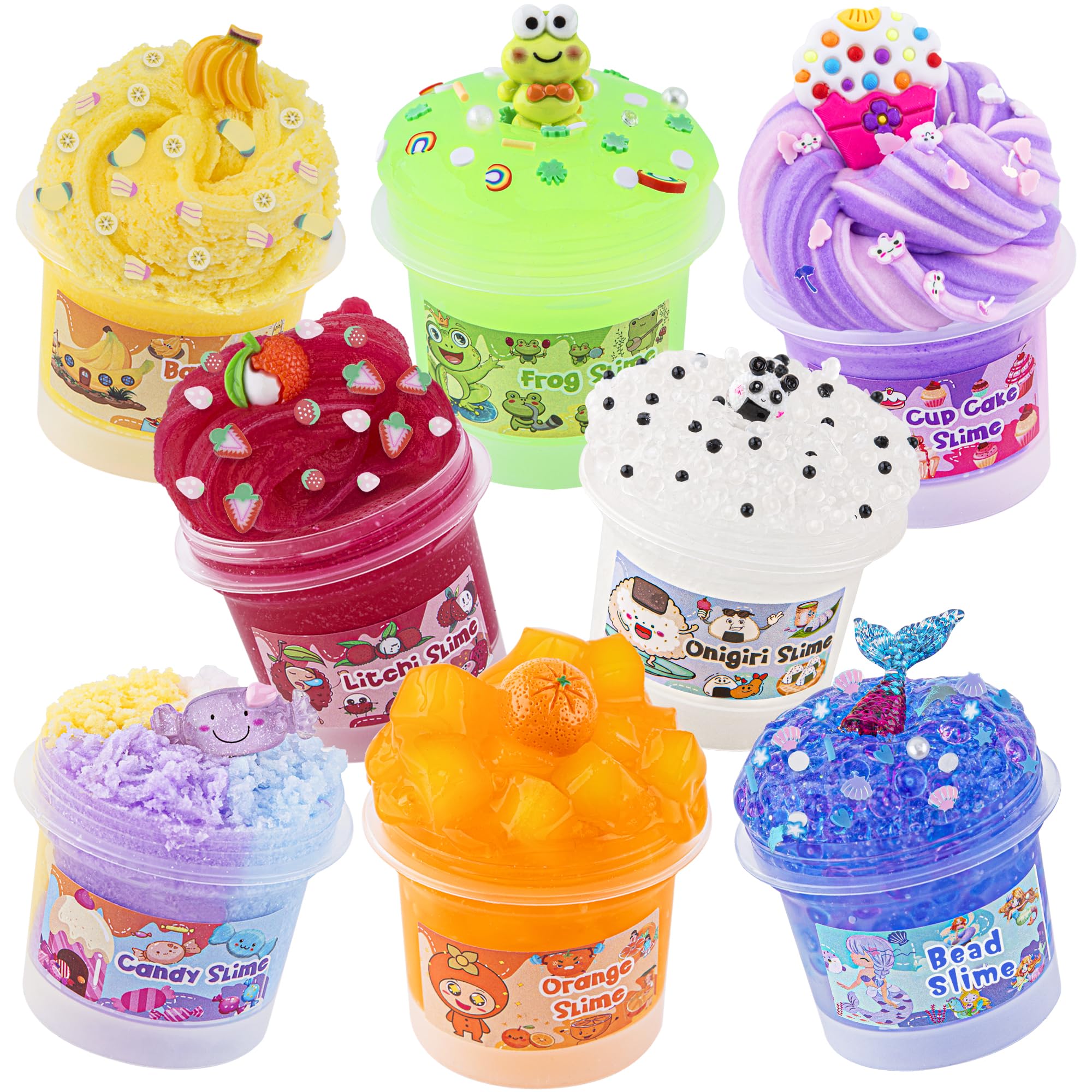 Slime Variety Pack Different Textures, 8 x 100ml Slimes Kit Includes ...
