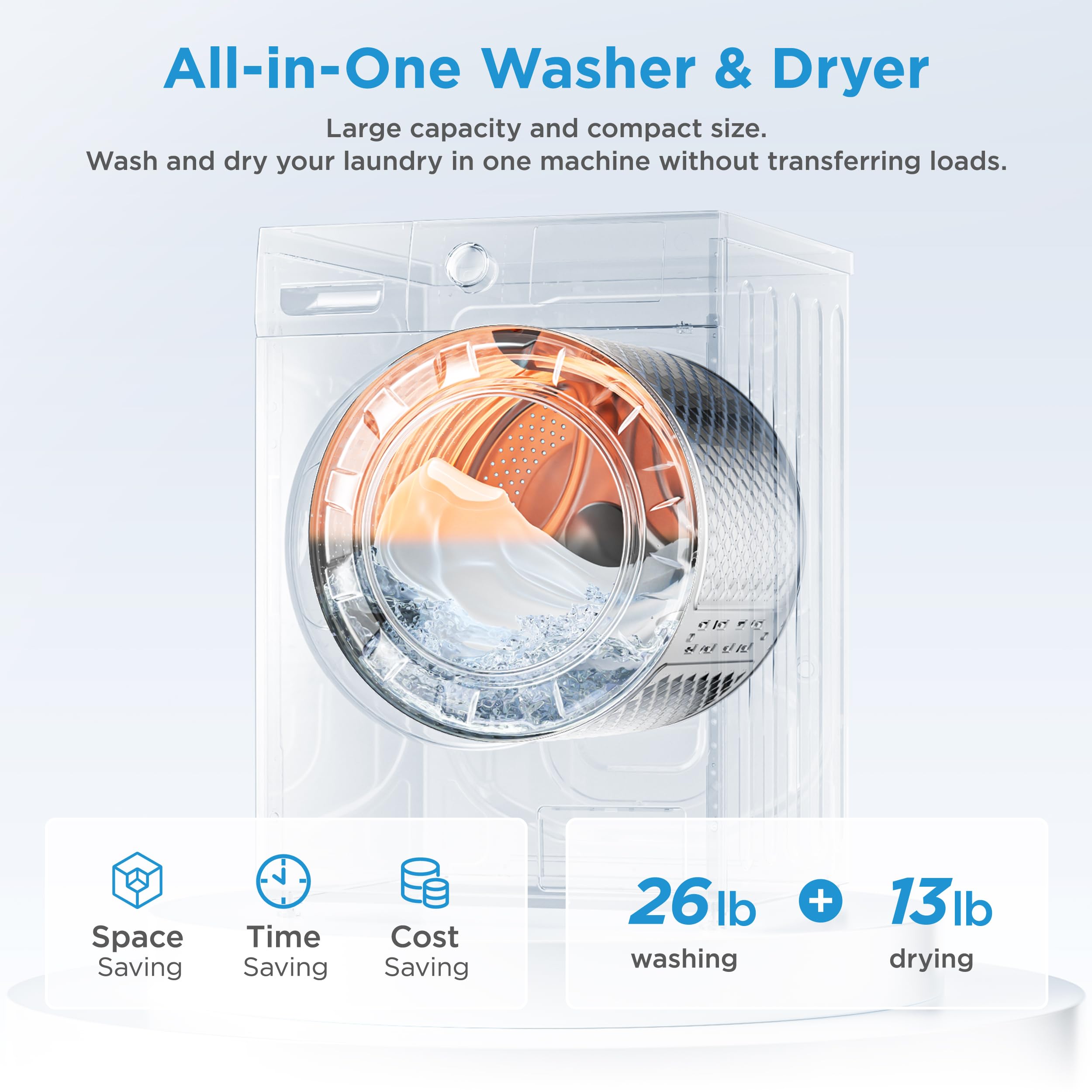 Midea 24 Inch Washer And Dryer Combo, All In One Washer And Dryer 2.7 ...