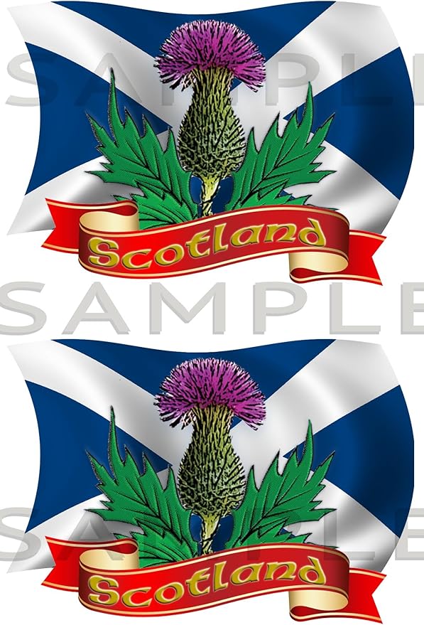 2 x Individual Scotland Thistle Flags Stickers: Amazon.co.uk: Kitchen ...