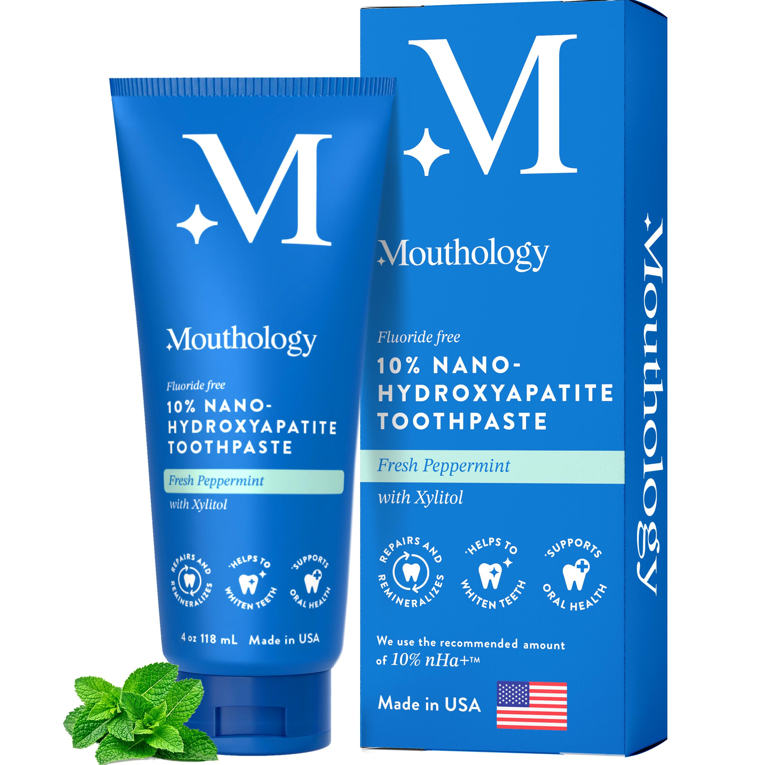 Mouthology 10% Nano Hydroxyapatite Toothpaste (Fluoride Free), Natural ...