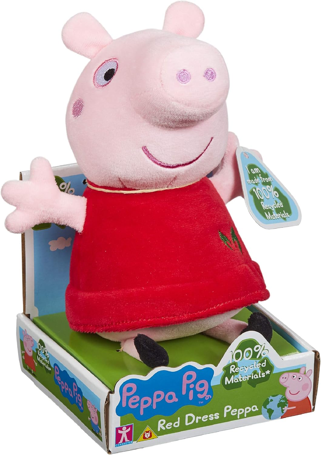 Peppa Pig 07356 Red Dress Peppa-Soft Toy, Eco Plush, 100% Recycled ...