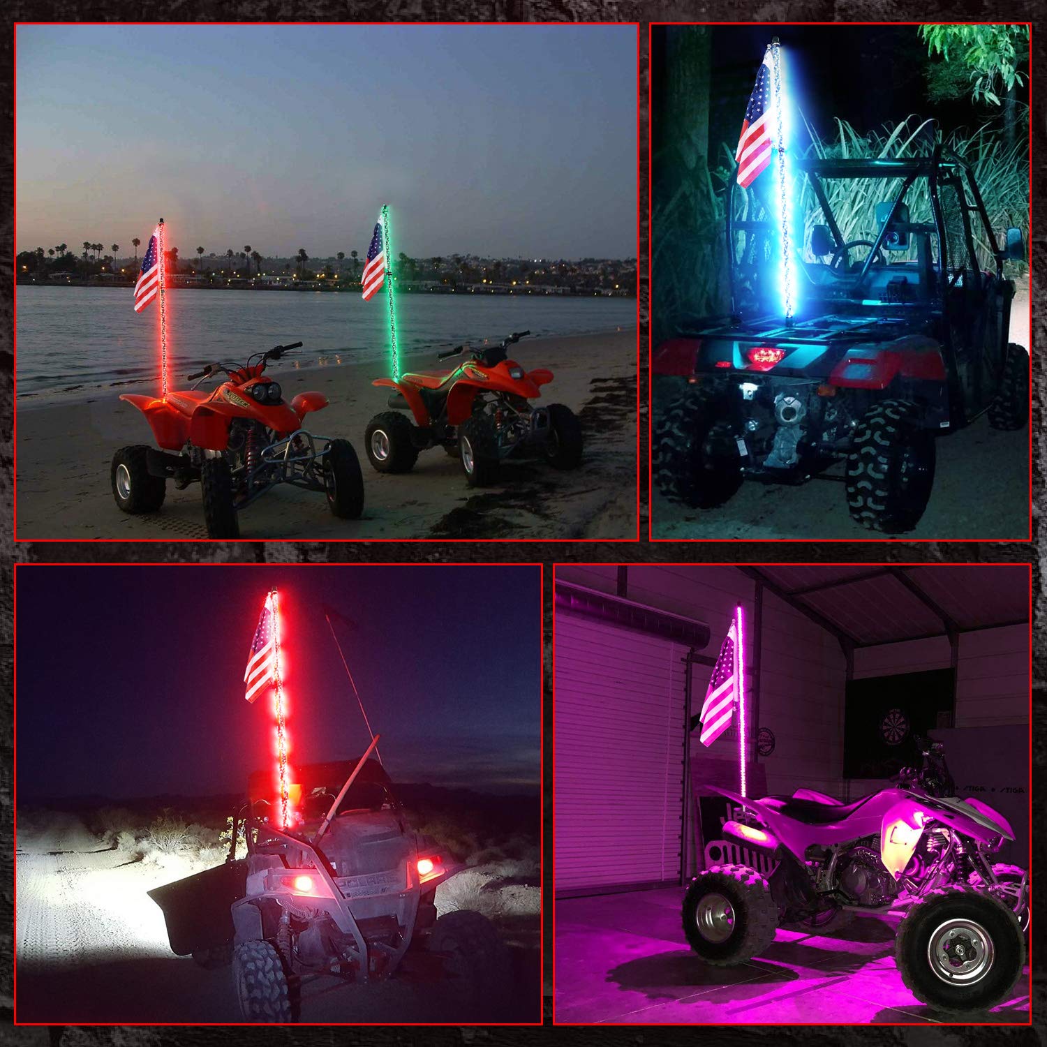 OFFROADTOWN LED Whip Lights, 4FT RF Remote Controlled LED RGB Whip ...