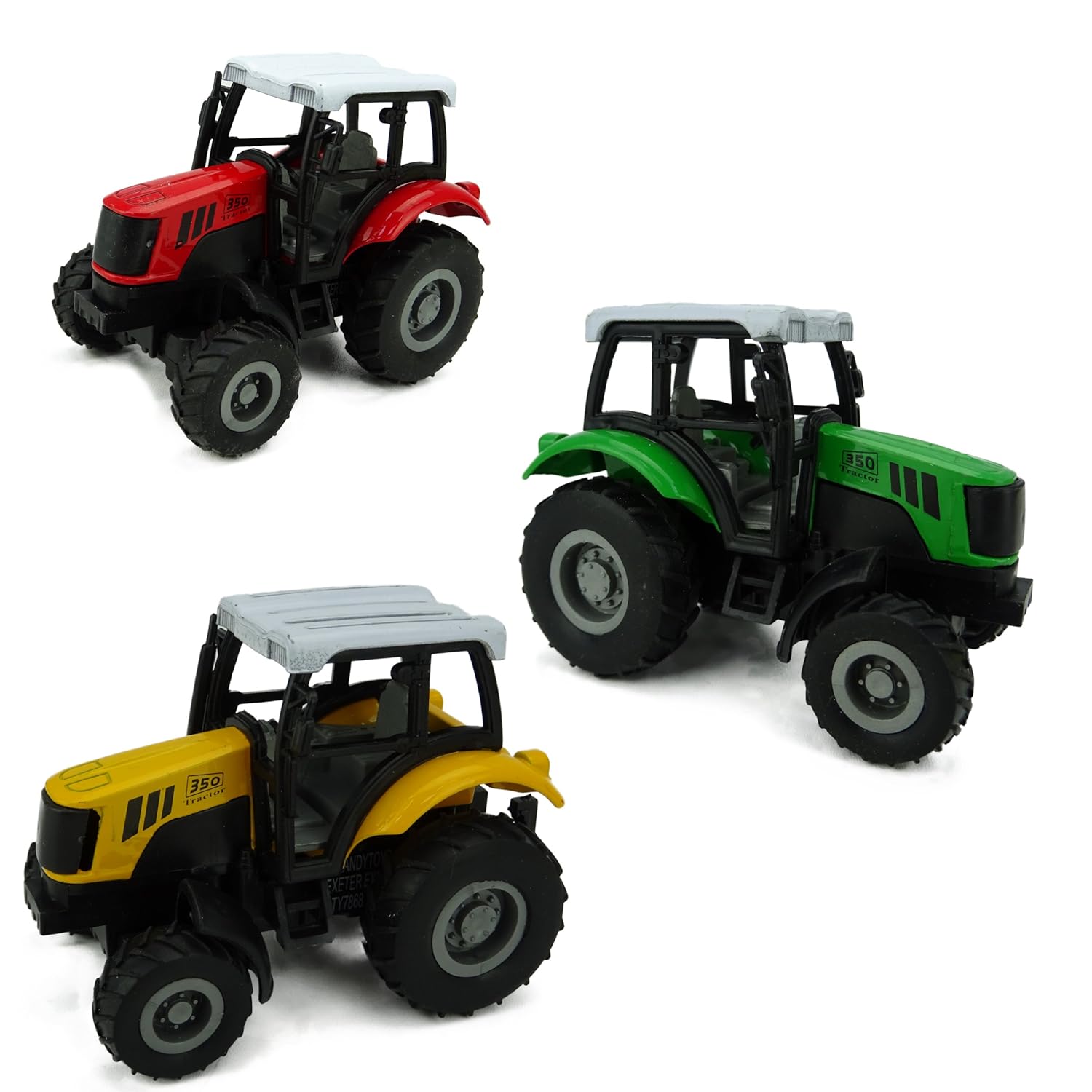 Toyland® Pack of 3 - Pull Back Tractors - Farm Toys - 1 Yellow, 1 Red ...