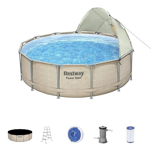 Bestway Power Steel 13' x 42" Round Above Ground Outdoor Swimming Pool ...