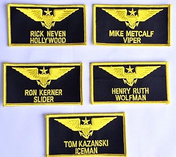 Set of 5 Top Gun Iron On Call Sign Patches 4" x 2", Topgun Badges ...
