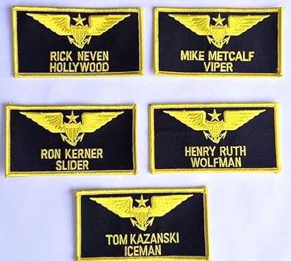 Set of 5 Top Gun Iron On Call Sign Patches 4" x 2", Topgun Badges ...