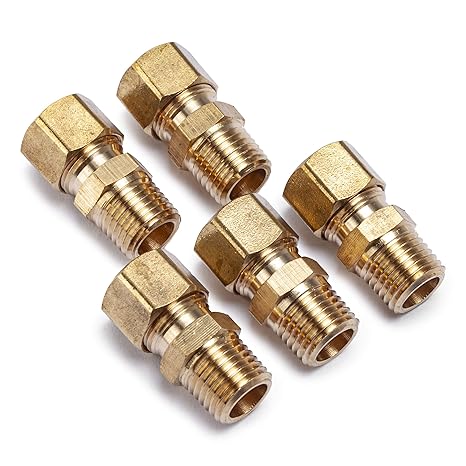 LTWFITTING Brass 3/8-Inch OD x 1/4-Inch Male NPT Compression Connector ...