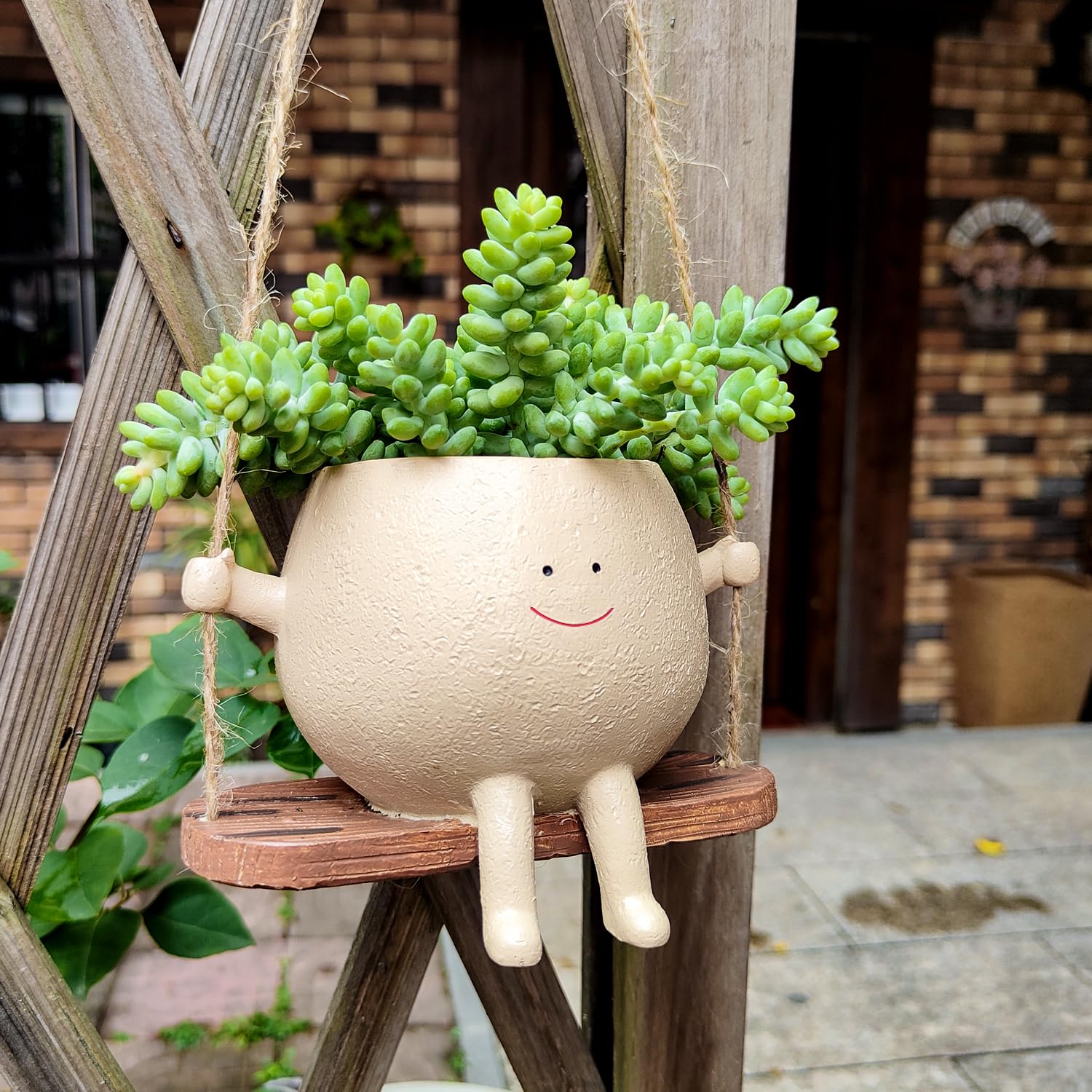 UMESONG Swing Face Planter Pot Hanging Resin Flower Head Planters for ...