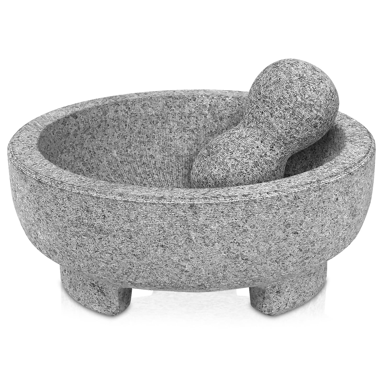 HESHIBI Granite Mortar and Pestle Set Guacamole Bowl Molcajete 8 Inch ...
