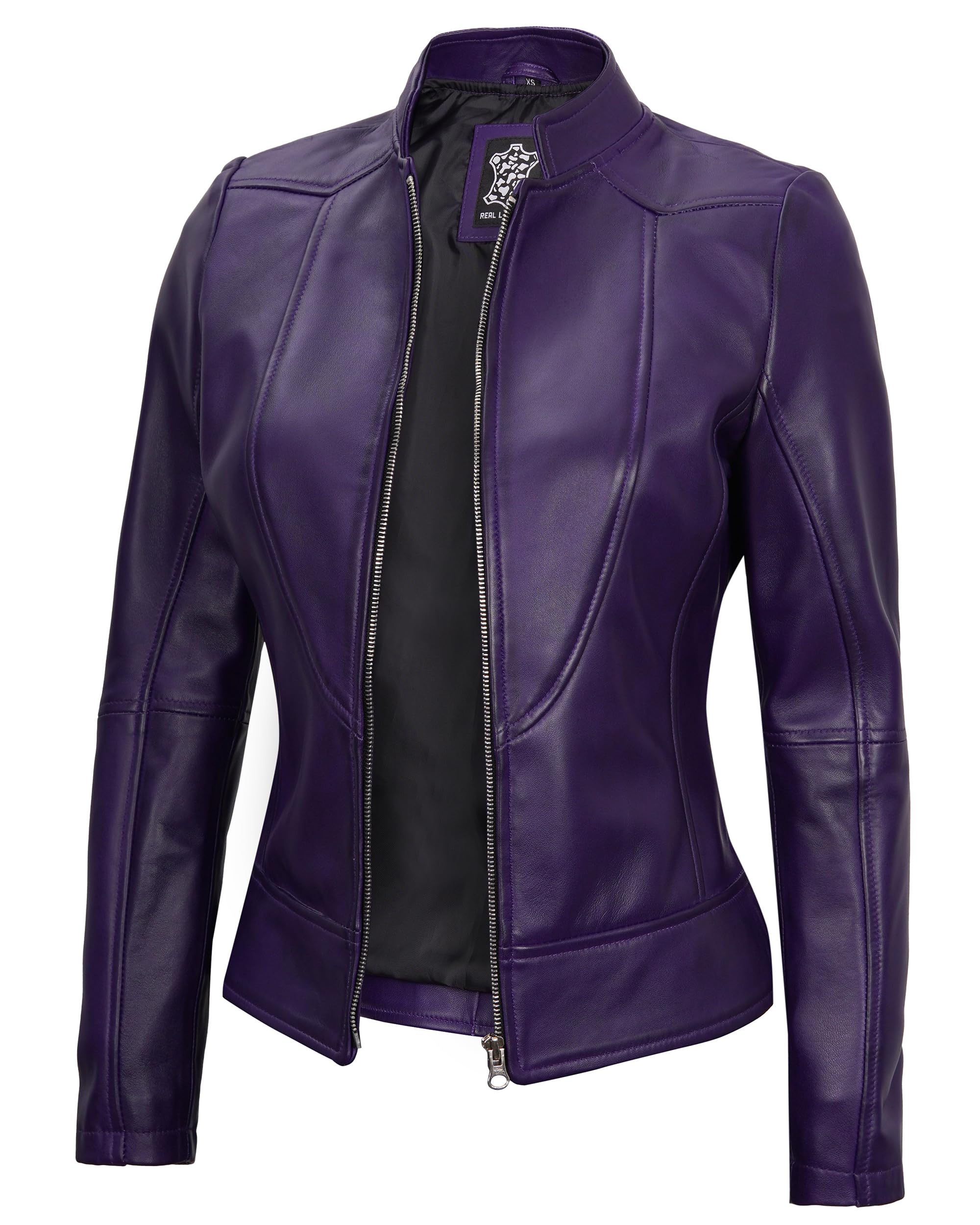 Blingsoul Purple Cafe Racer Womens Leather Jacket (N3) | [1315402] Amy ...