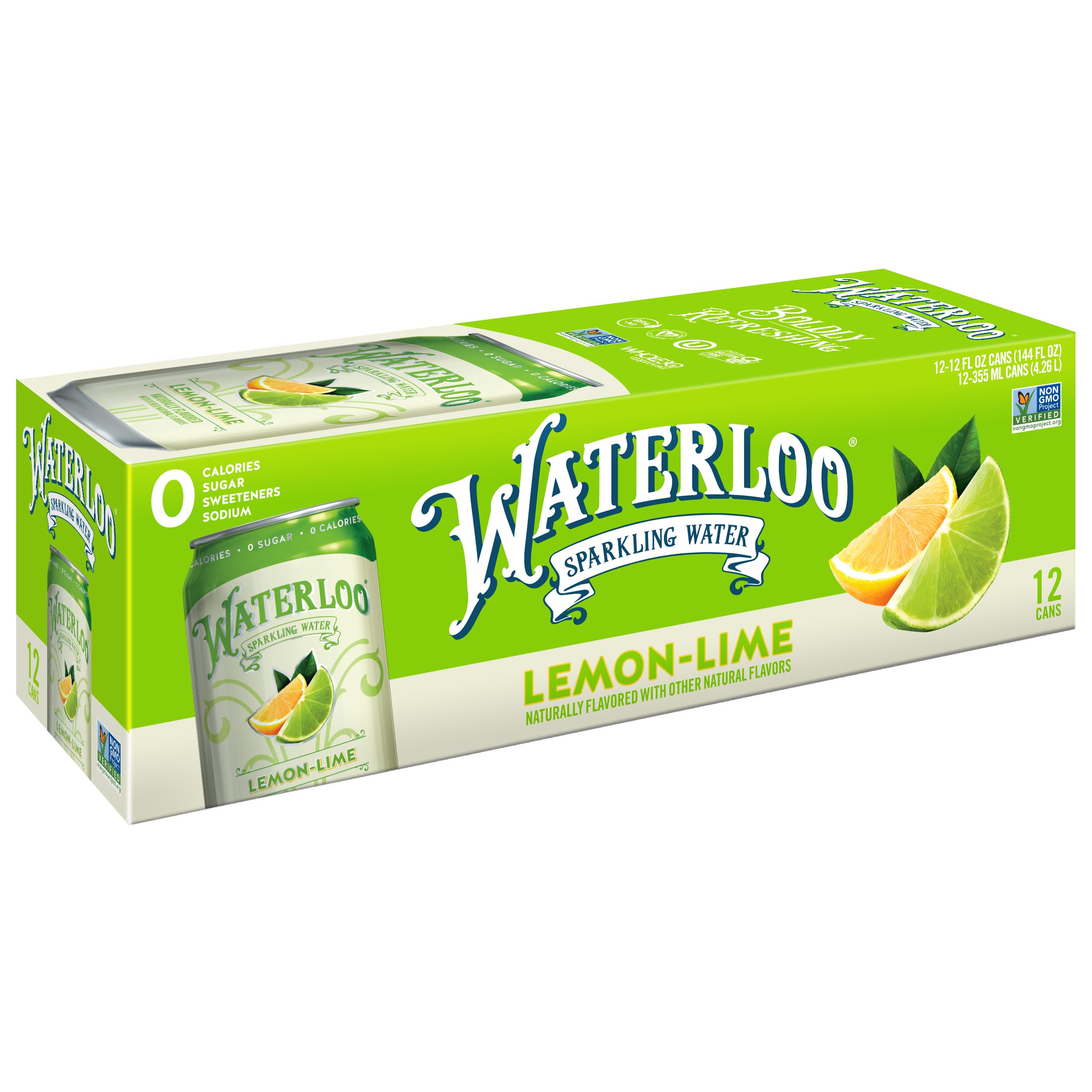 Waterloo Sparkling Water Lime Flavor Zero Calorie No Sugar 12oz Cans (Pack of 12), Fruit ...
