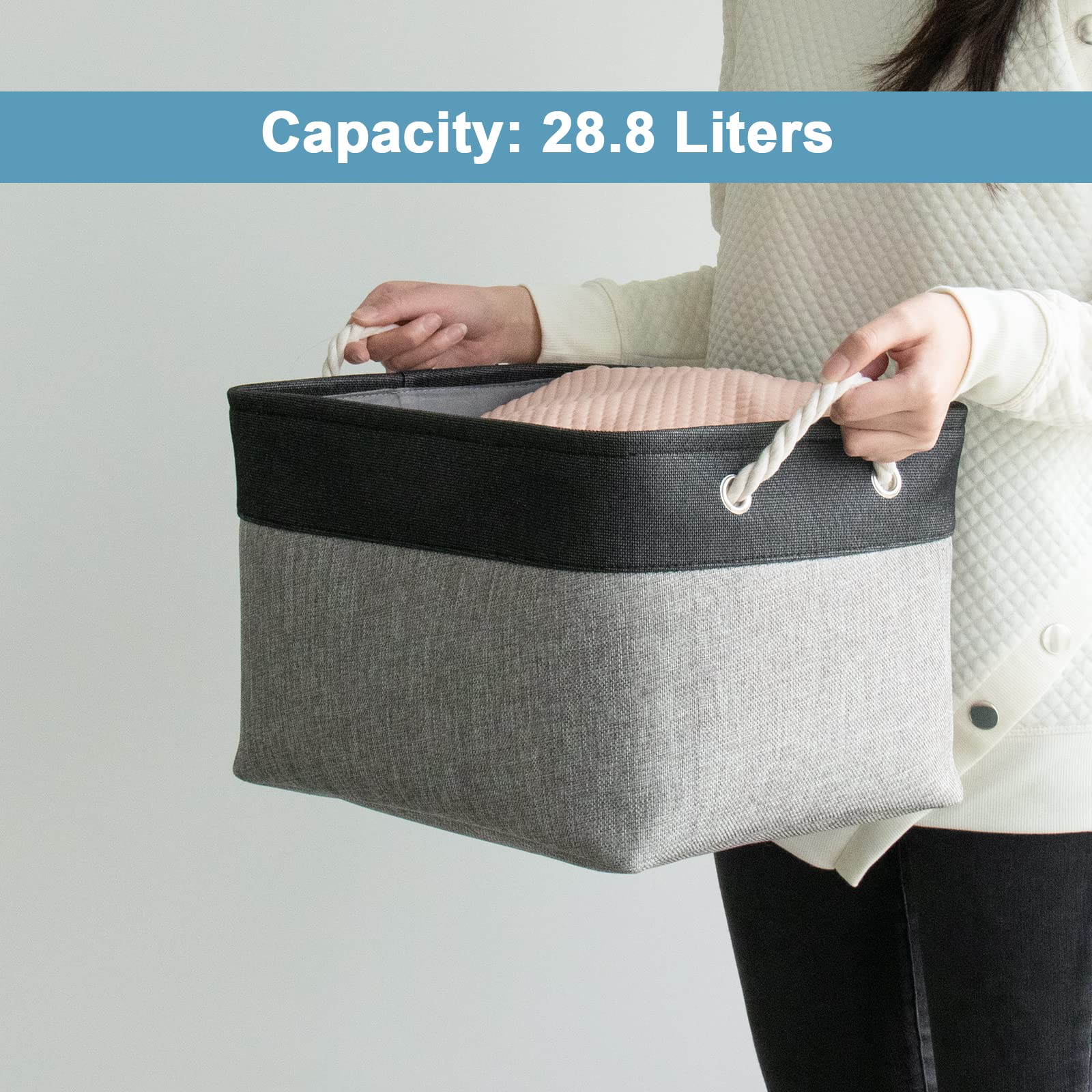 Bin Drawstring Closure 2 Bold Handles, Collapsible Large Canvas Storage ...