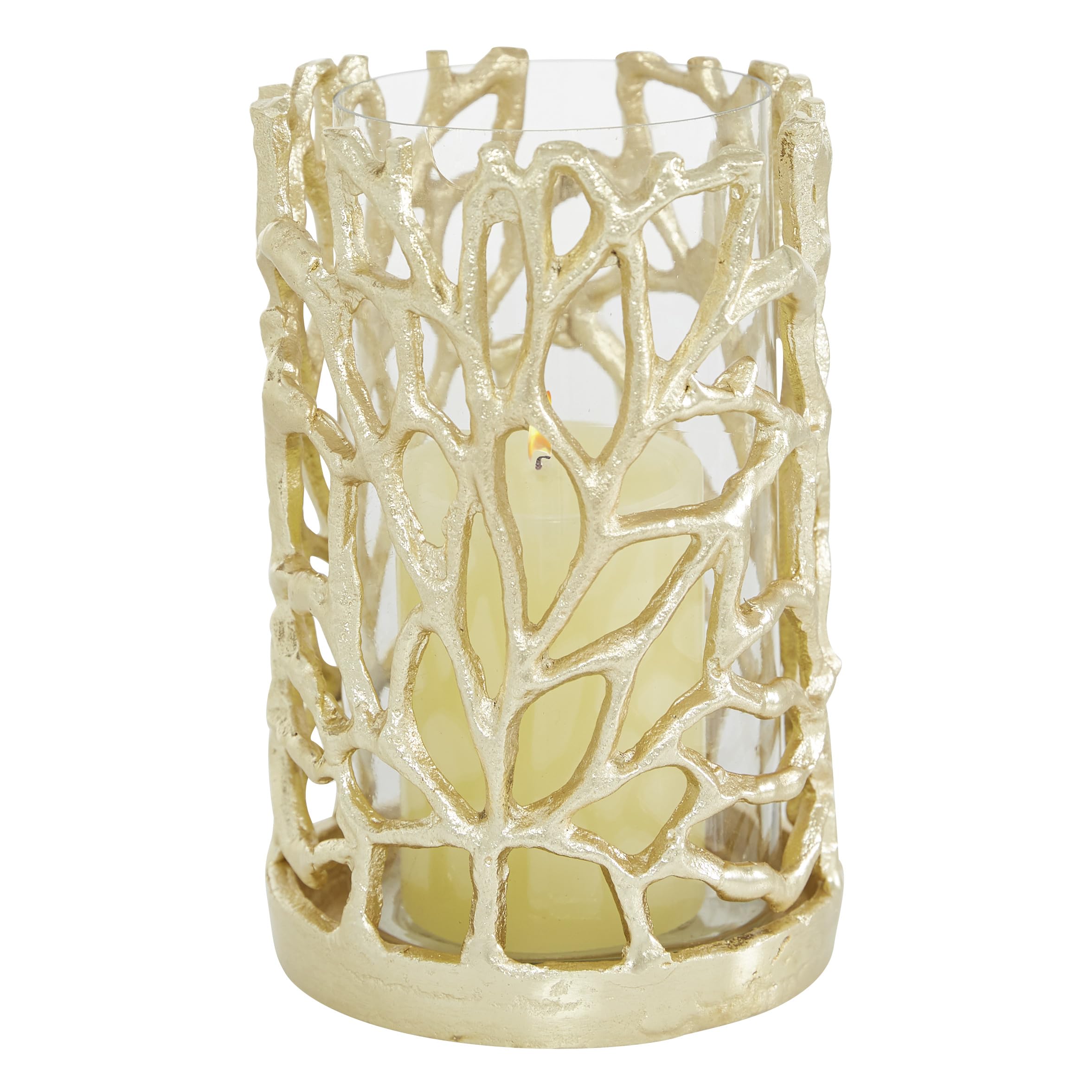 Deco 79 Aluminum Metal Decorative Candle Lantern with Coral Pattern, 5 ...