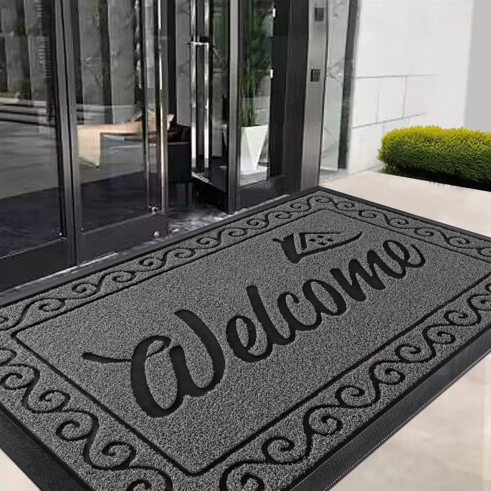 Yimobra Welcome Mat, Heavy Duty Sturdy Door Mats for Home Entrance ...