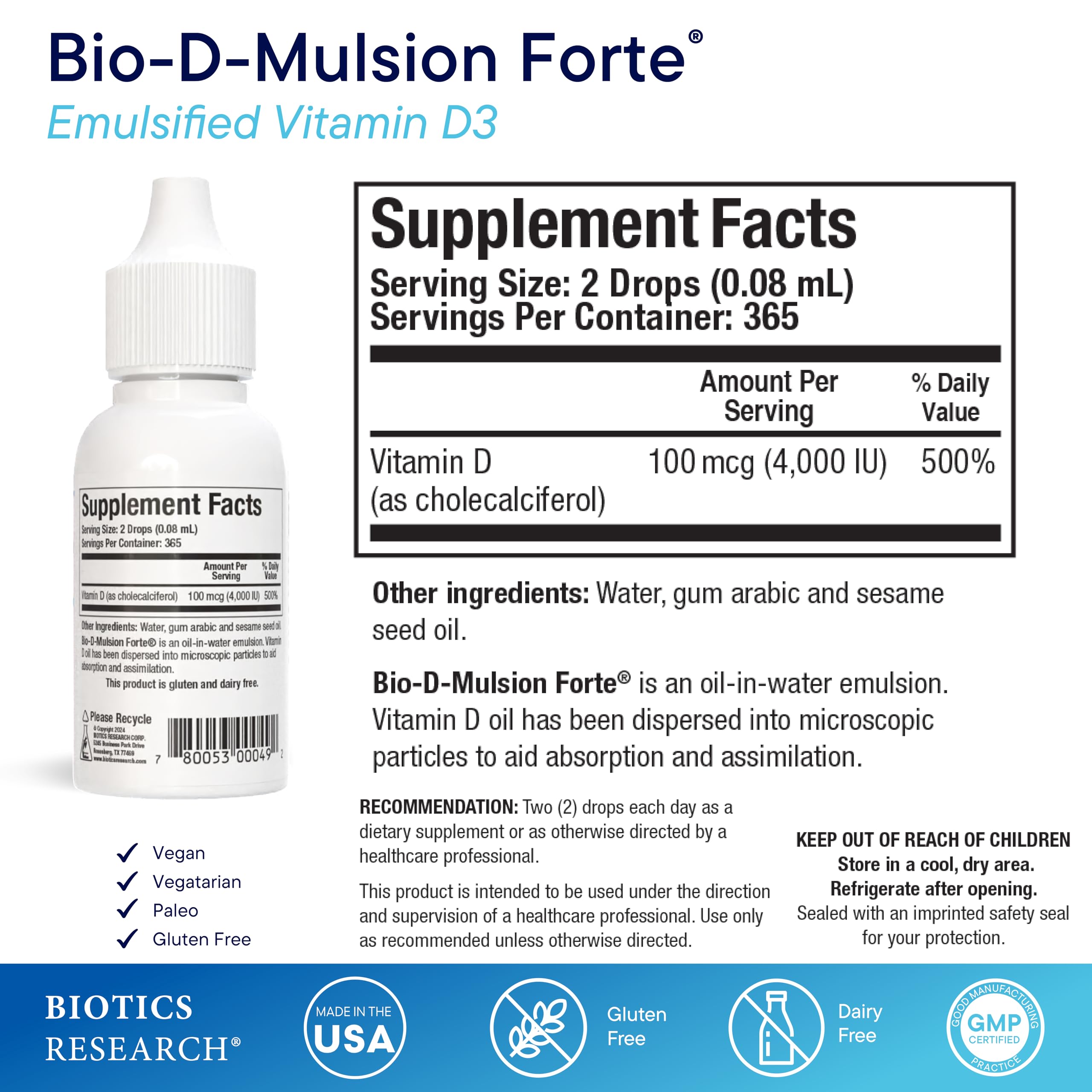 Mua Biotics Research Bio-D-Mulsion Forte Liquid Vitamin D Drops 4000 IU ...