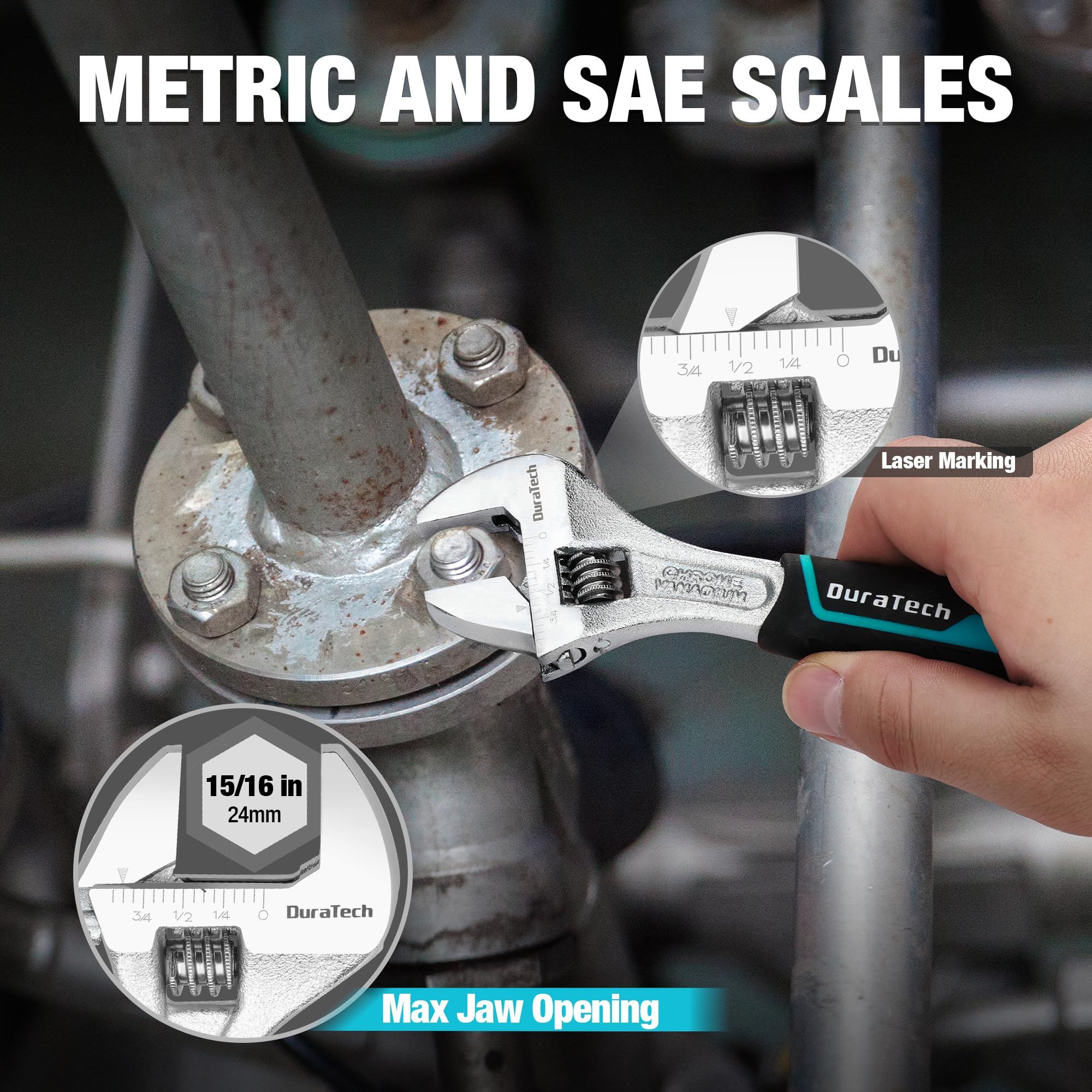 Mua DURATECH 6-Inch Adjustable Wrench, Cr-V Steel Wrench, Wide Jaw ...