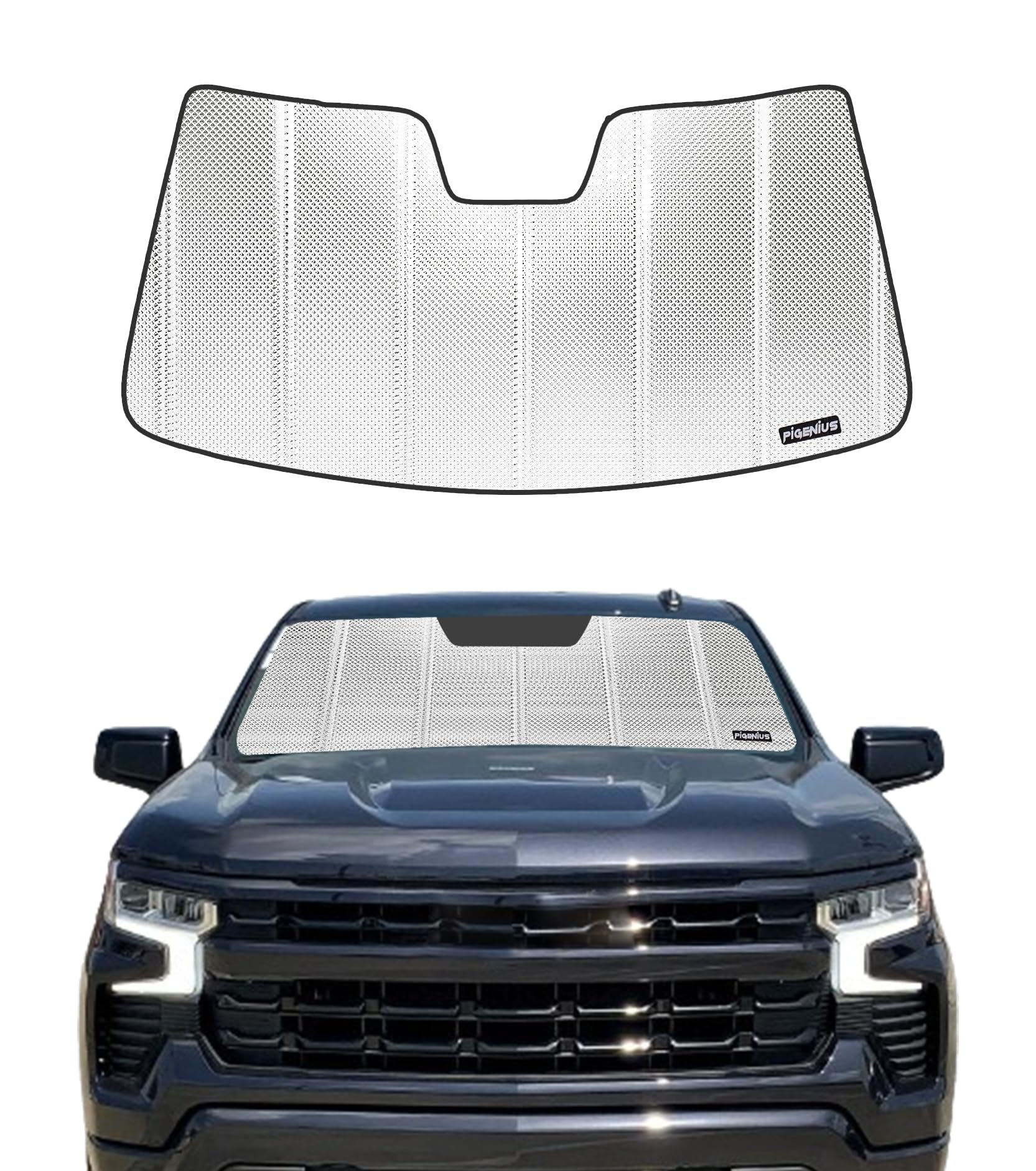 Pigenius Windshield Sun Shade for 2019-2024 Chevrolet Silverado/GMC ...
