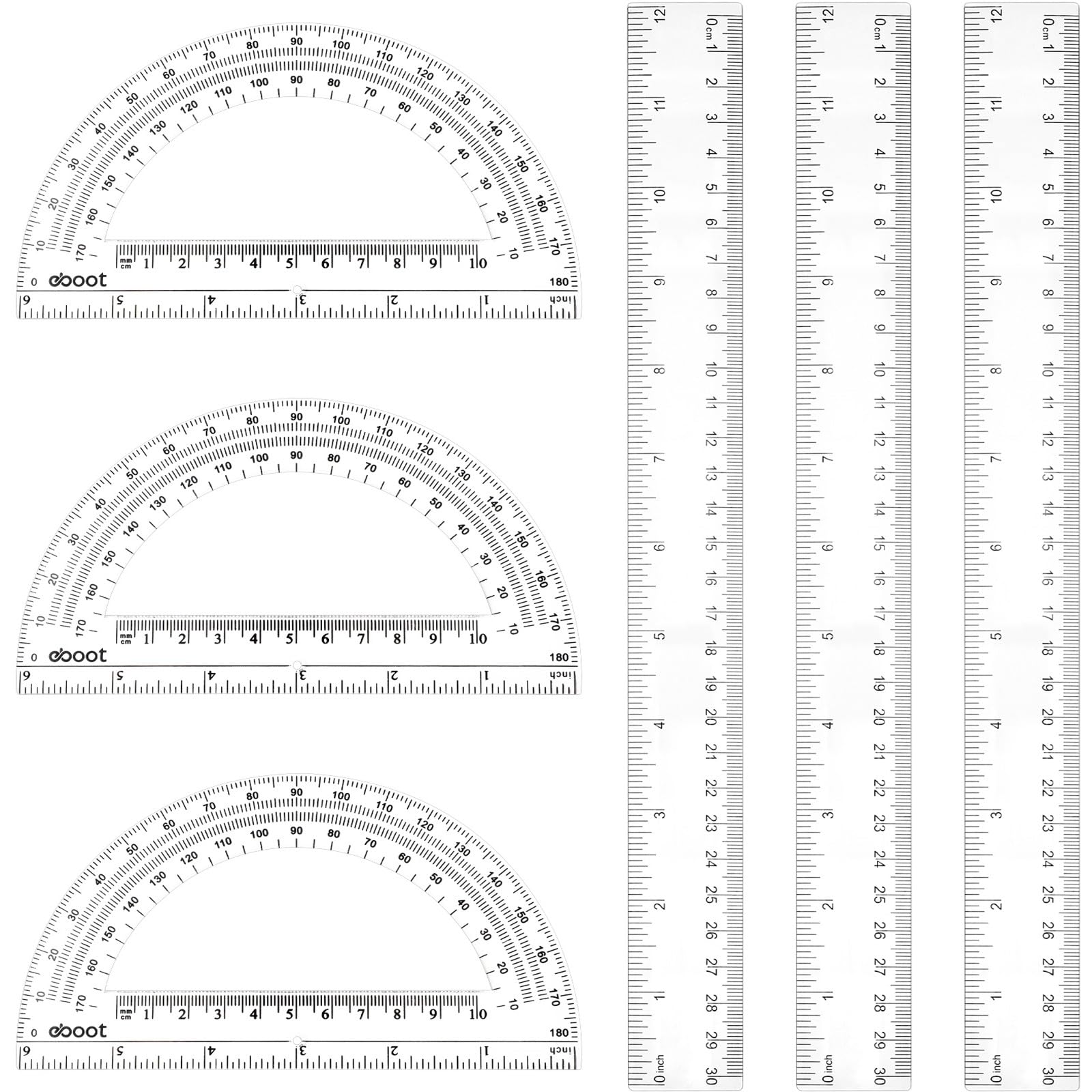 Mua Zonon 6 Packs 12 Inch Plastic Ruler and 6 Inch Plastic Protractor ...
