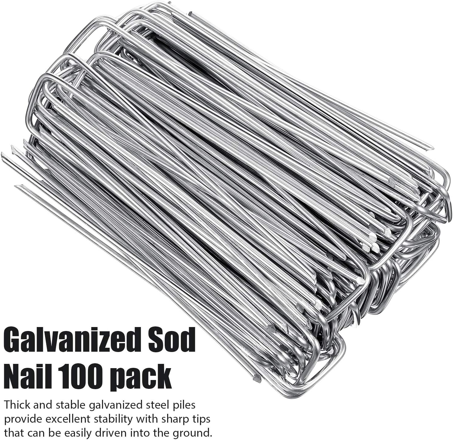 100 Pieces U-Shaped Garden Stakes Flat-Top Garden Securing Stakes ...