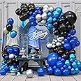 Amazon.com: Paready Blue Black Balloons Garland Arch Kit, 122Pcs Blue Silver Metallic Balloons ...