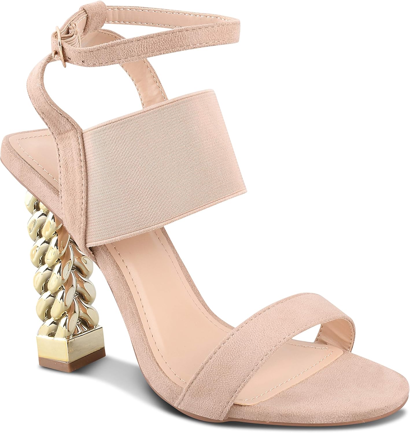 Buy Stelatoes Women's Synthetic Suede Nude Sandals (Heel Height : 4.7 ...