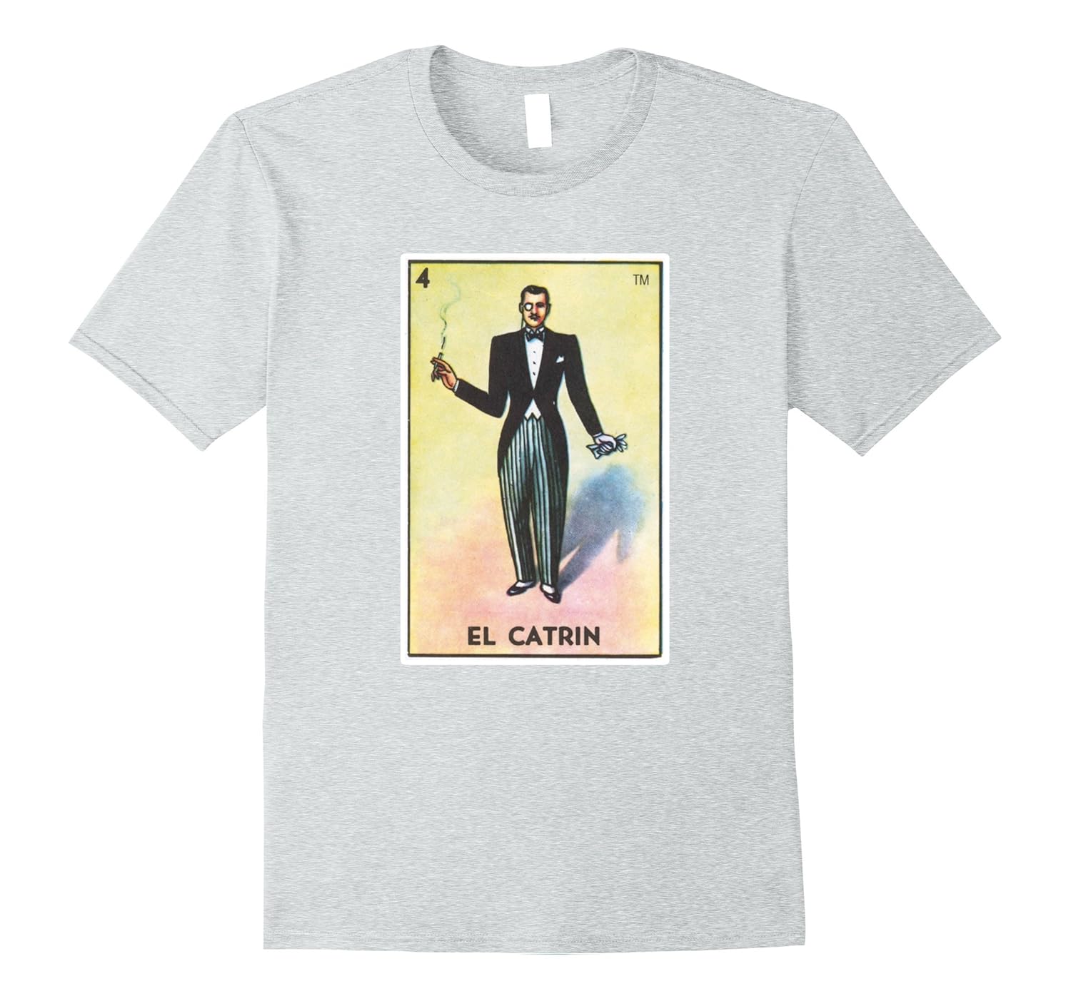 El Catrin Card T-Shirt Gentleman Dandy Dapper Man Loteria-BN – Banazatee