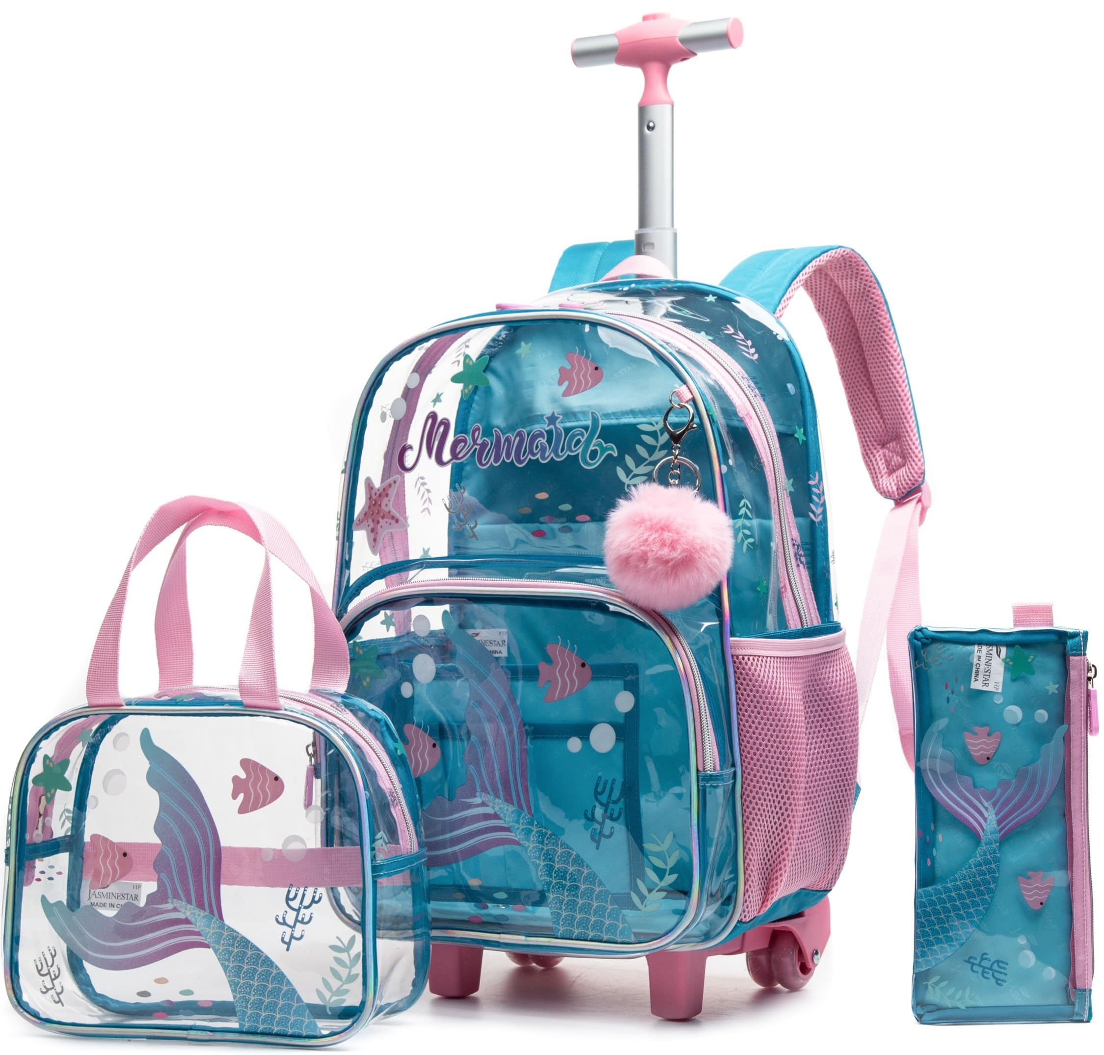 MOHCO Clear Rolling Backpack Wheeled School Bookbag for Boys and Girls ...