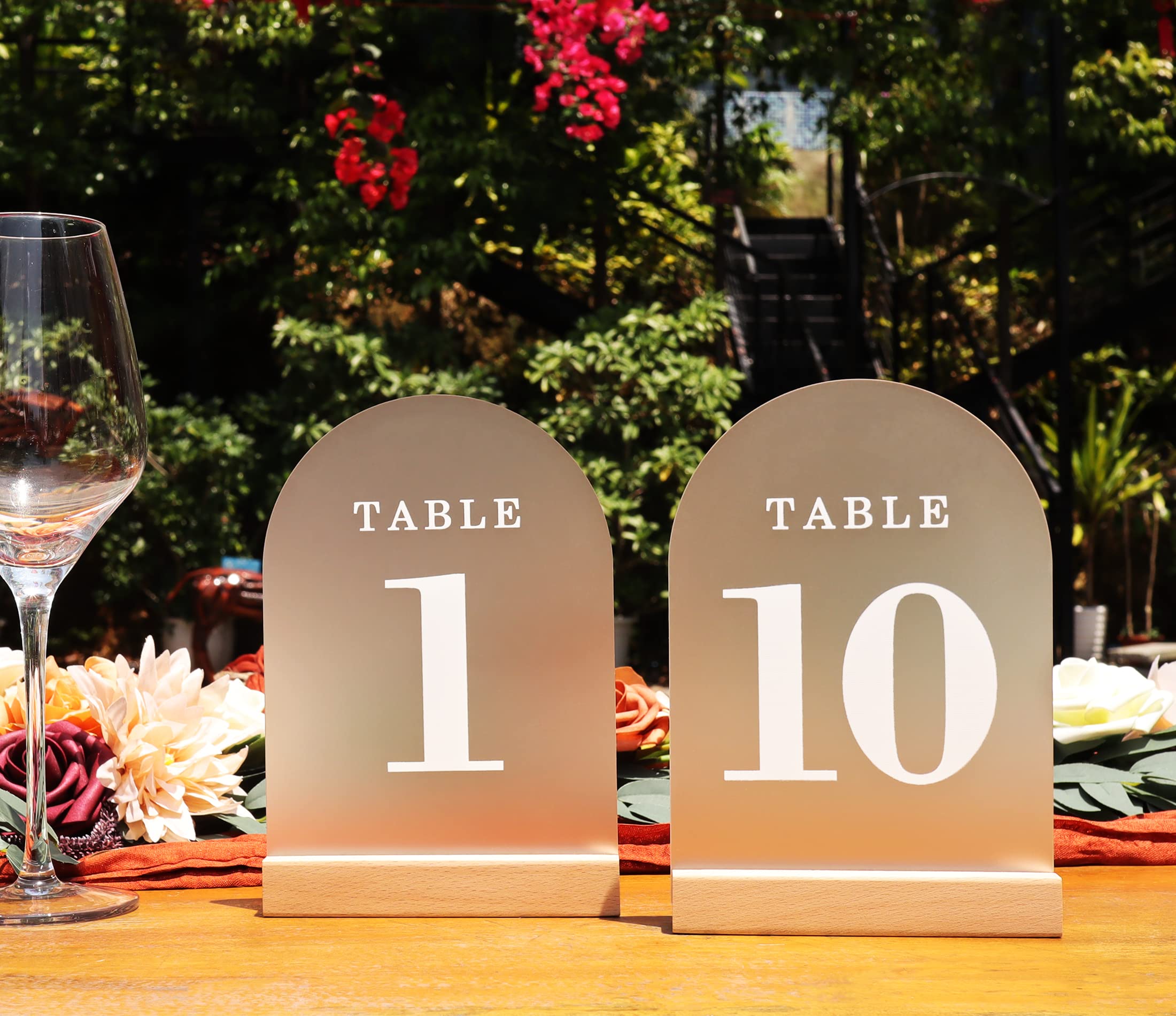 Frosted Arch Wedding Table Numbers with Wooden Stands Holders, 5x7 ...