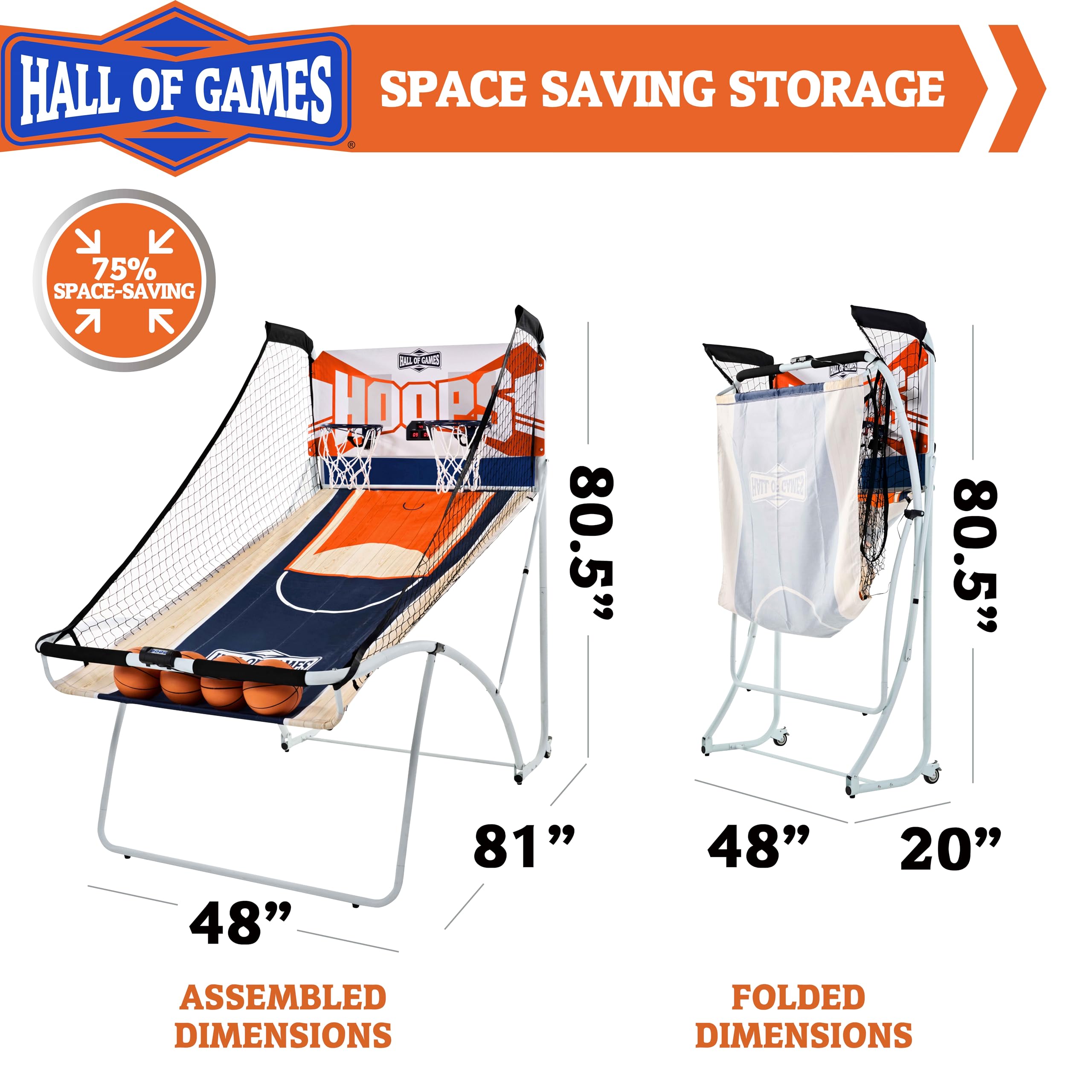 Mua Hall of Games EZ Fold Premium Indoor Arcade Basketball Game with ...