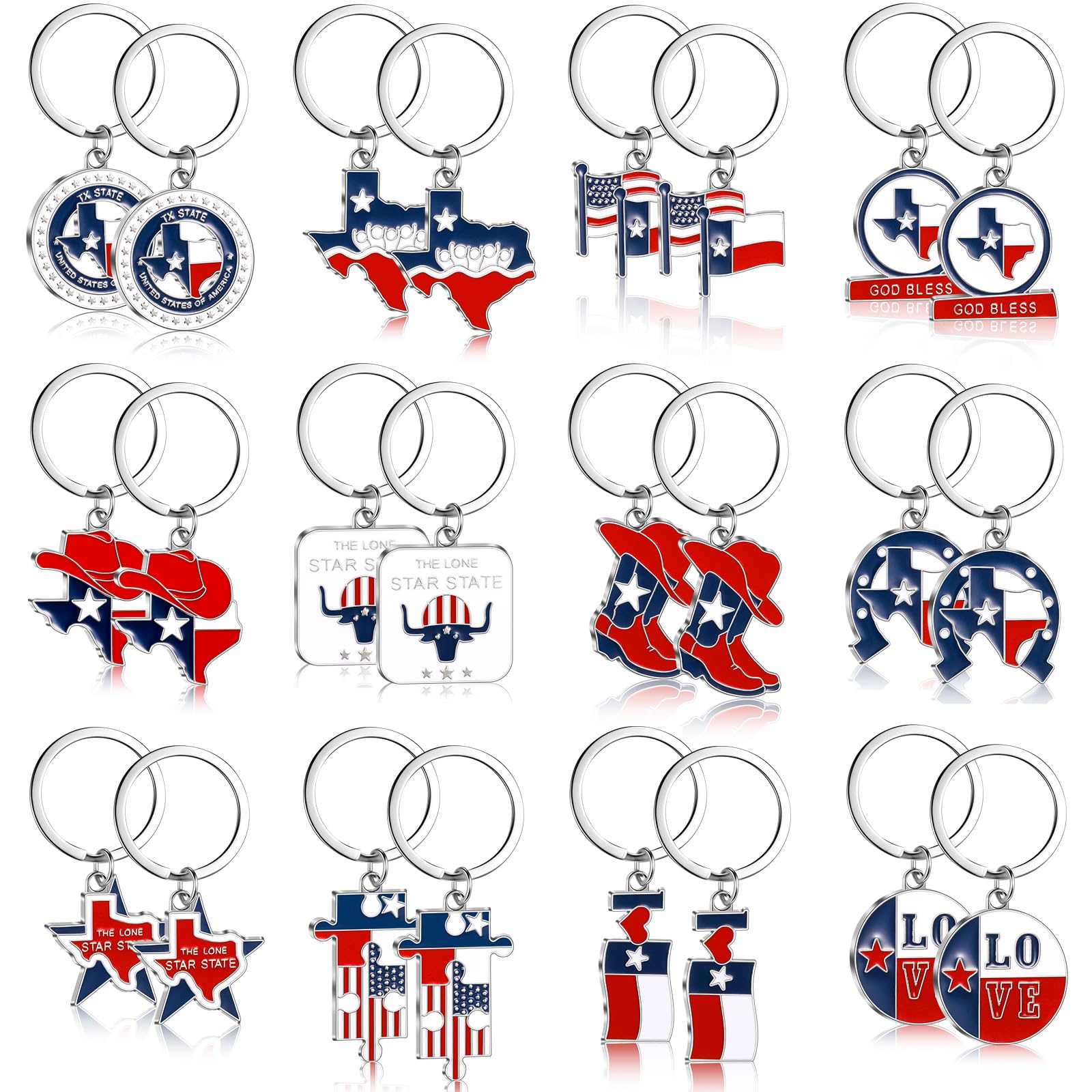 Landical 24 Pcs Texas Metal Keychain Texas Gifts and Souvenirs Lone ...