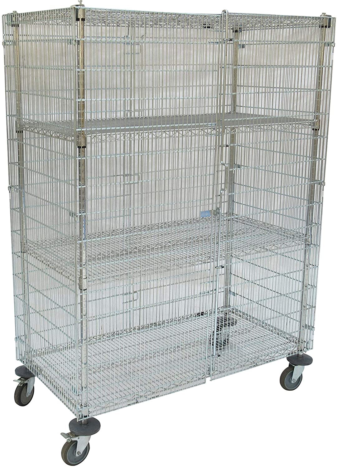HIGOOD Wire Security Cart with Adjustable Shelves, Heavy Duty Rolling ...
