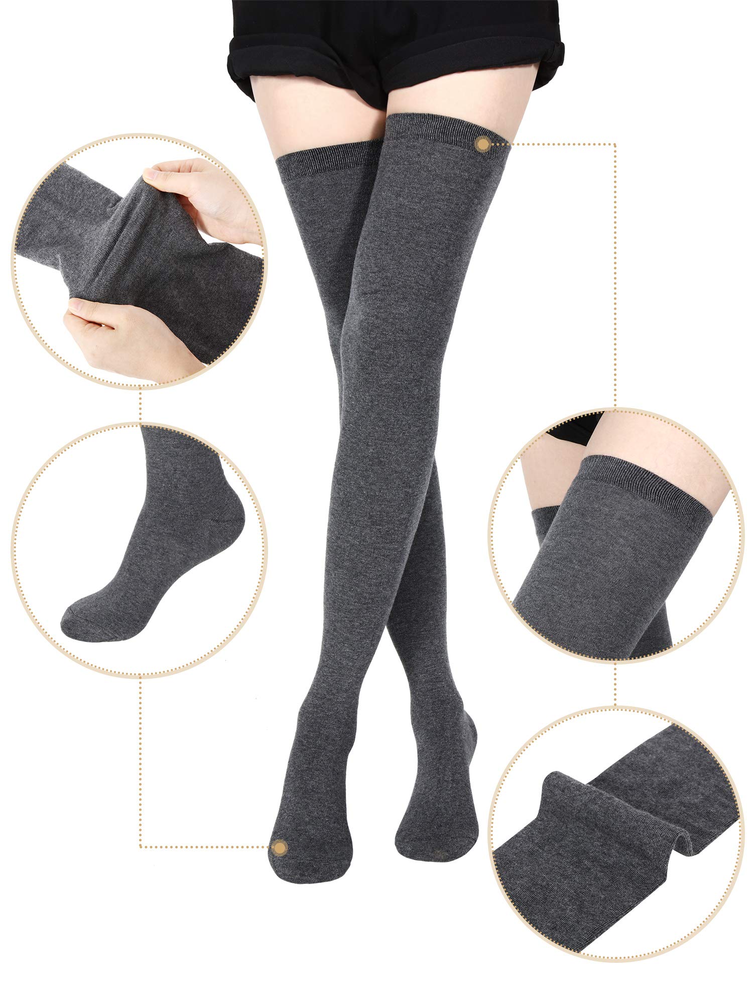 SATINIOR Extra Long Socks Thigh High Cotton Socks Extra Long Boot ...