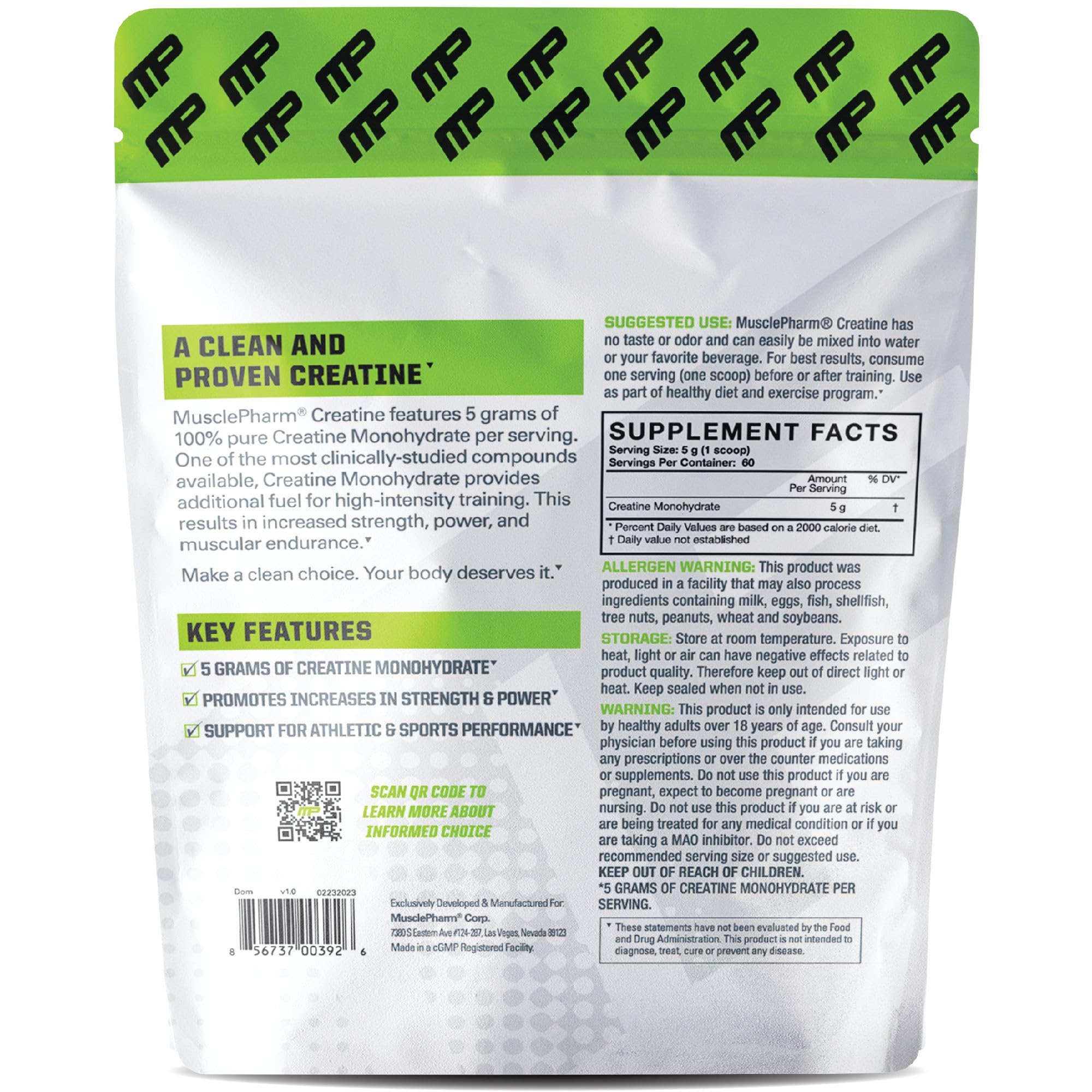 Mua MusclePharm Essentials Creatine Monohydrate Powder, Pre Workout ...