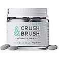 Amazon.com : Crush & Brush Toothpaste Tablets-Mint Charcoal Glass JAR ...
