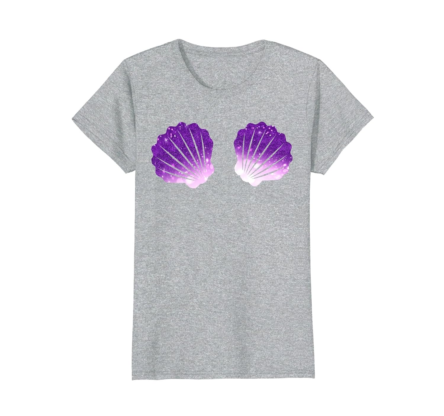 Mermaid Sea Shell Bra T Shirt Galaxy Purple Seashell Shirts-4LVS