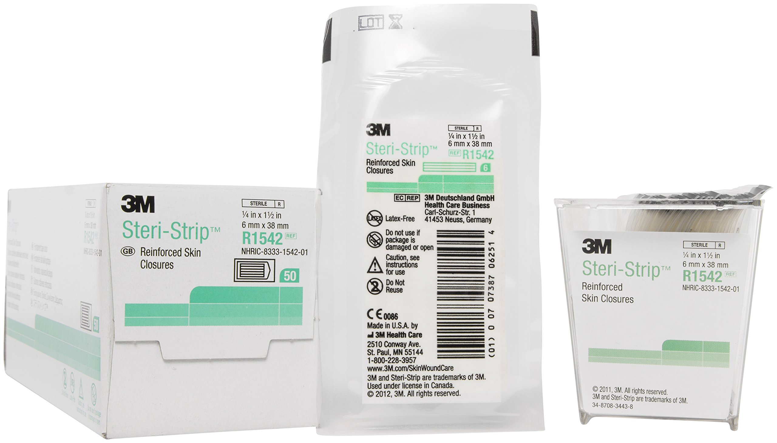 3M Steri-Strip™ Skin Closures, Reinforced, 1/4" x 1 1/2", 6/Pk, 50Pks/Bx