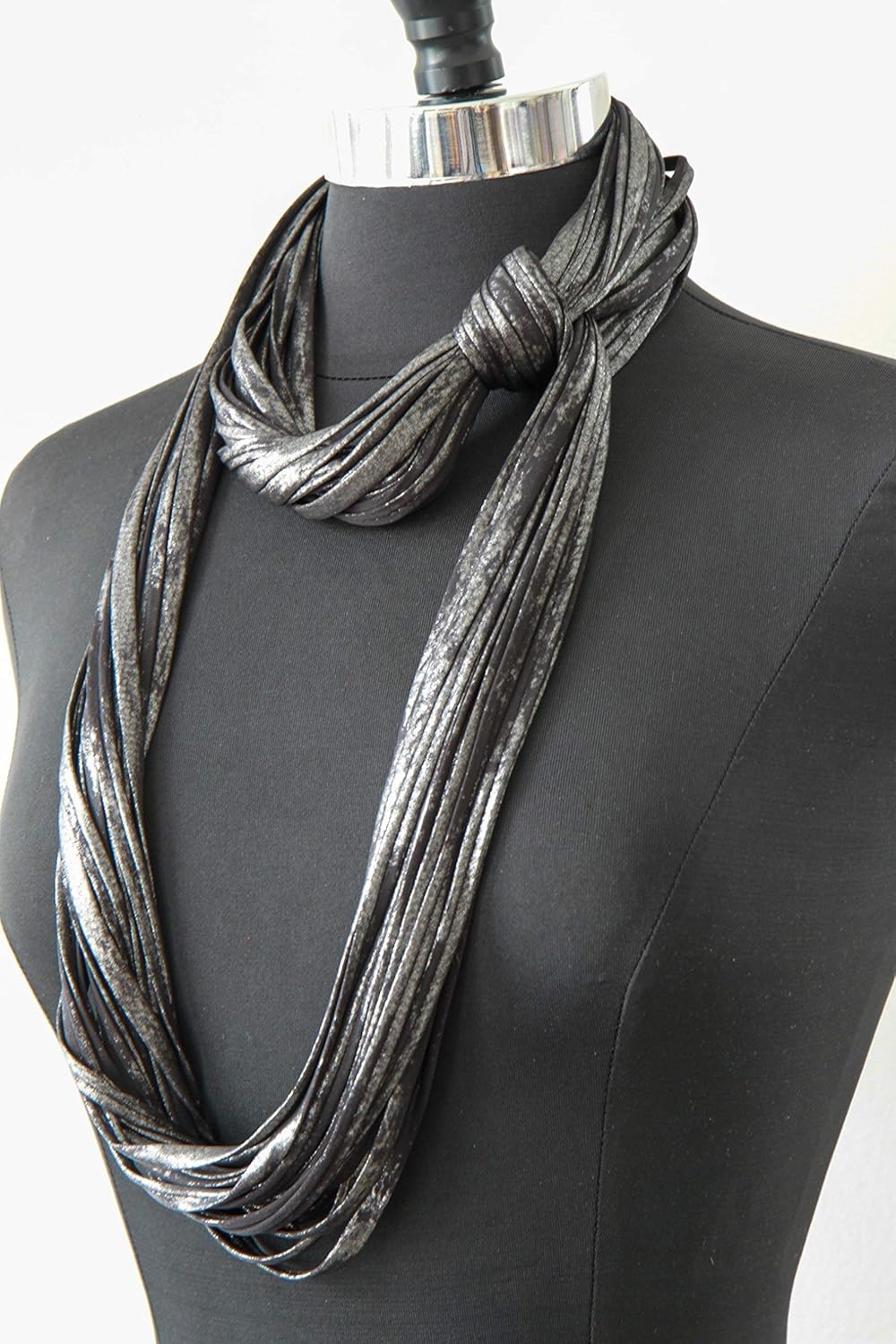 Amazon.com: Black and Silver Infinity Scarf for Women, Lightweight ...