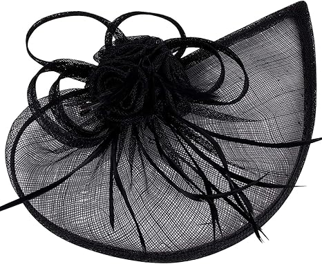 VIJIV Women's Vintage Derby Fascinator Hat Pillbox Headband Feather ...